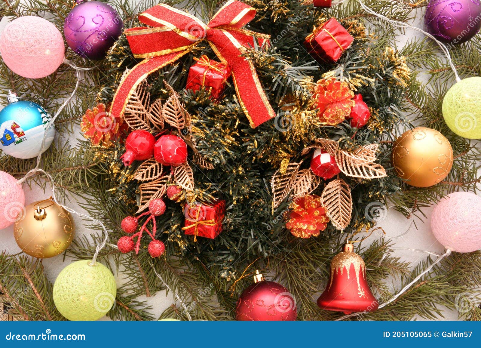 Colorful Christmas garland stock image. Image of nature - 205105065