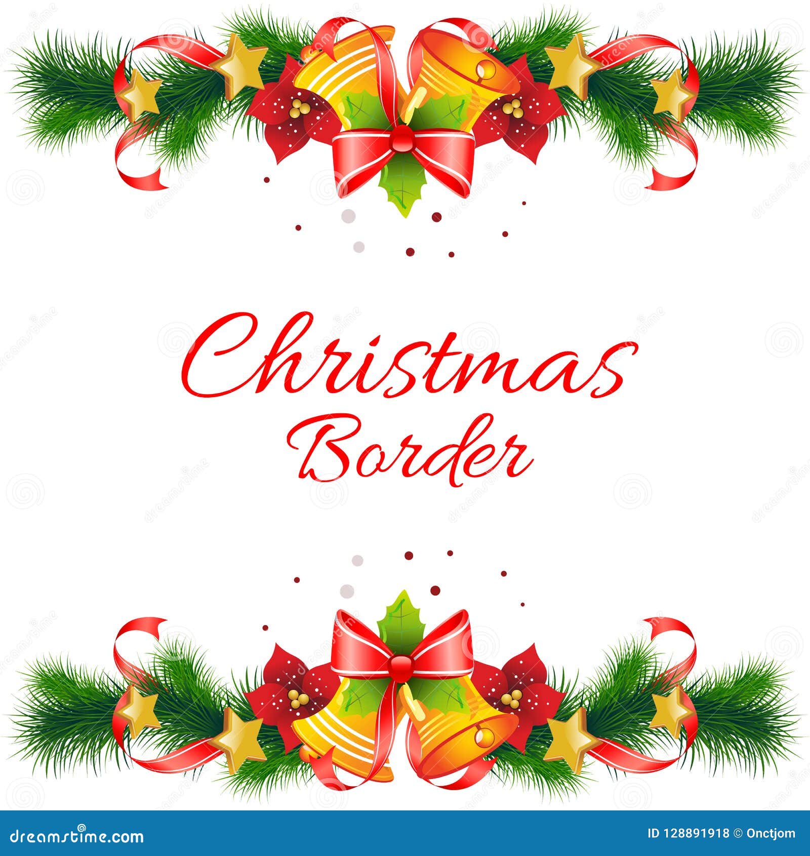 Colorful Christmas Horizontal Border with Bell Decoration Stock Vector ...