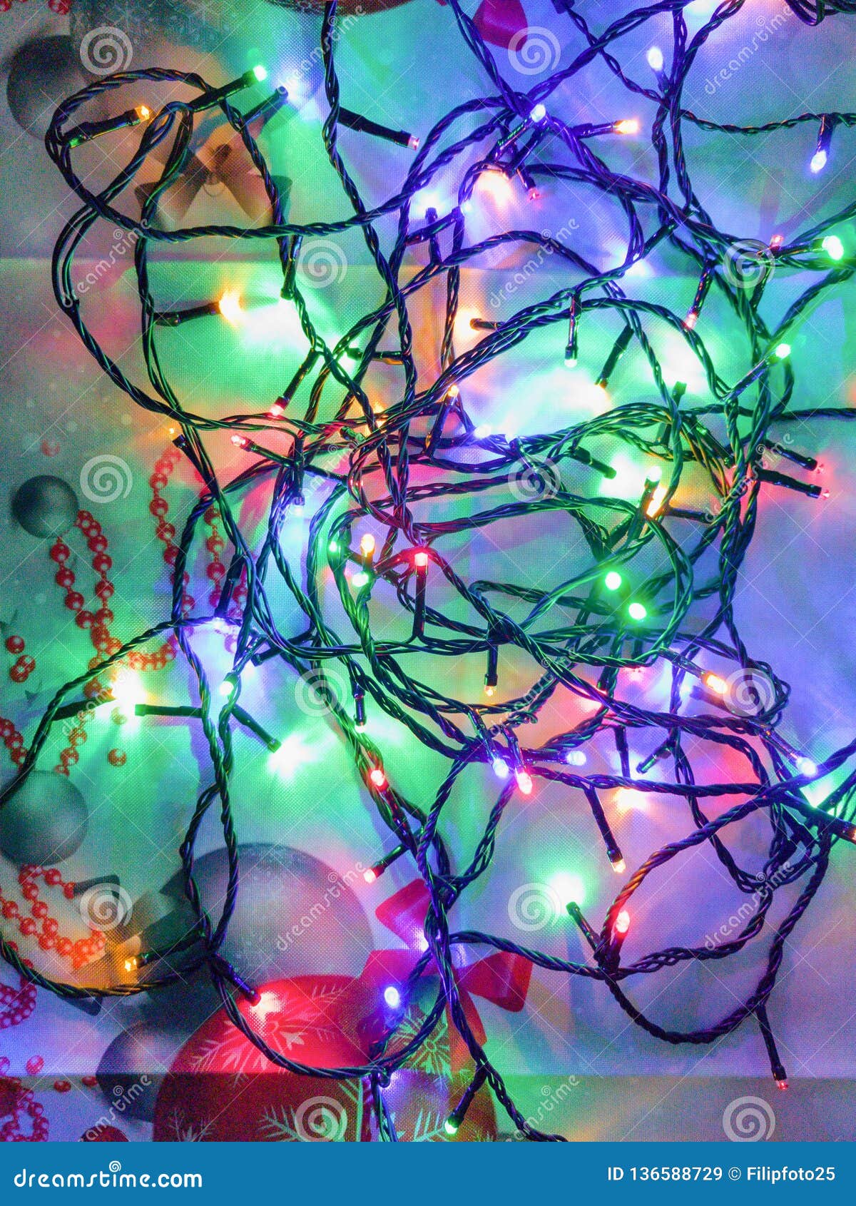 Colorful Christmas lights stock image. Image of burning - 136588729