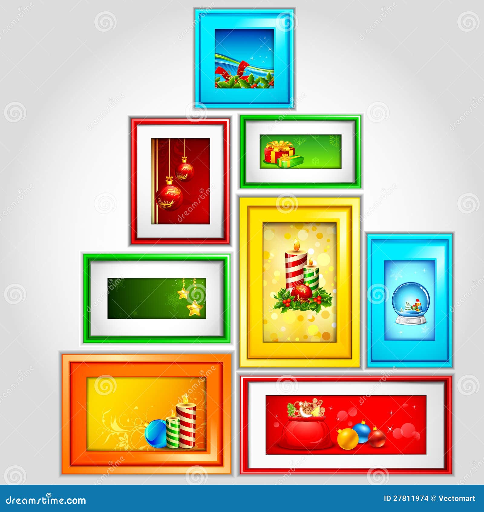 Colorful Christmas Photoframe Stock Vector - Illustration of holiday ...