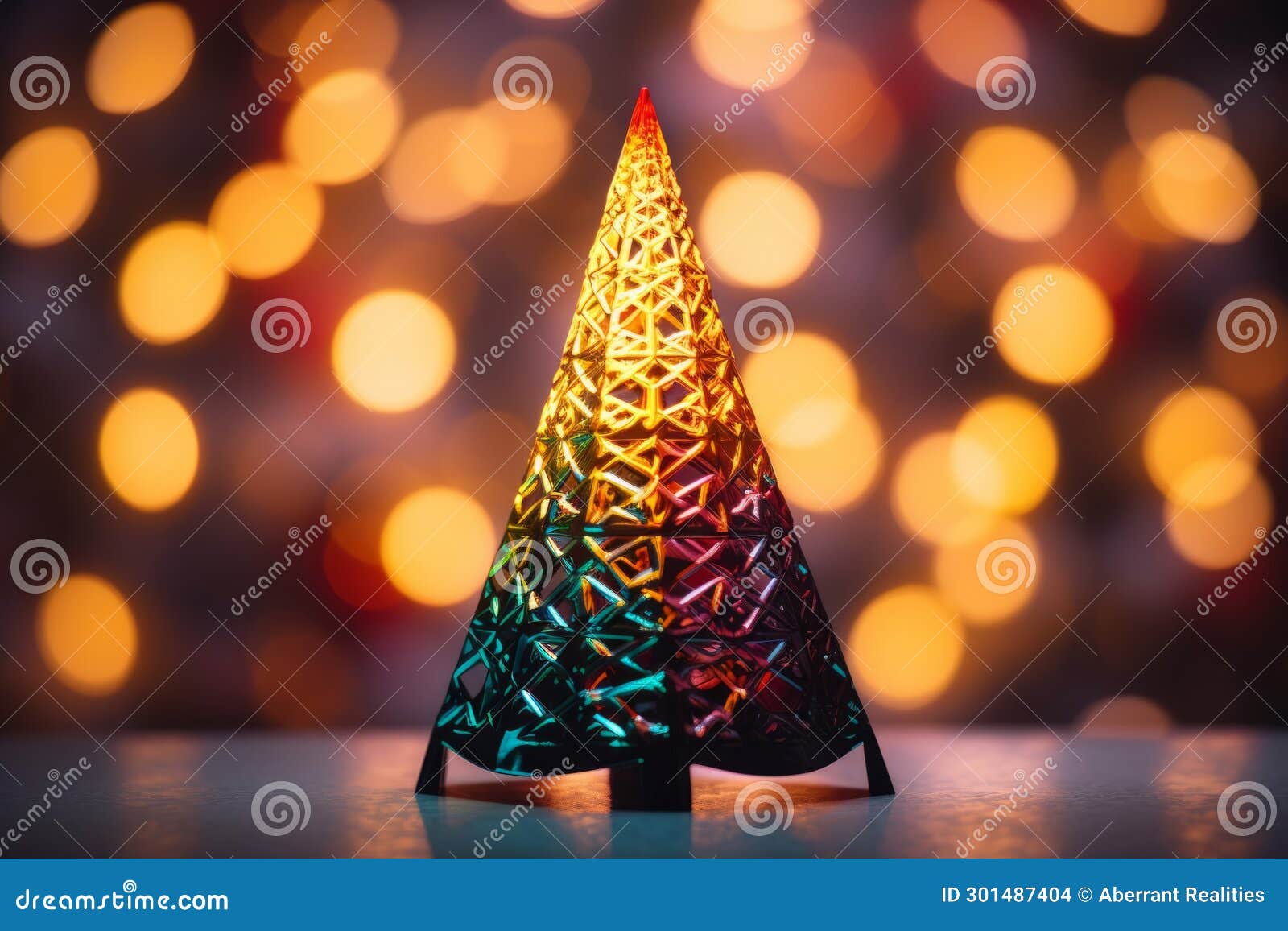 A Colorful Christmas Tree with Lights in the Background Stock ...