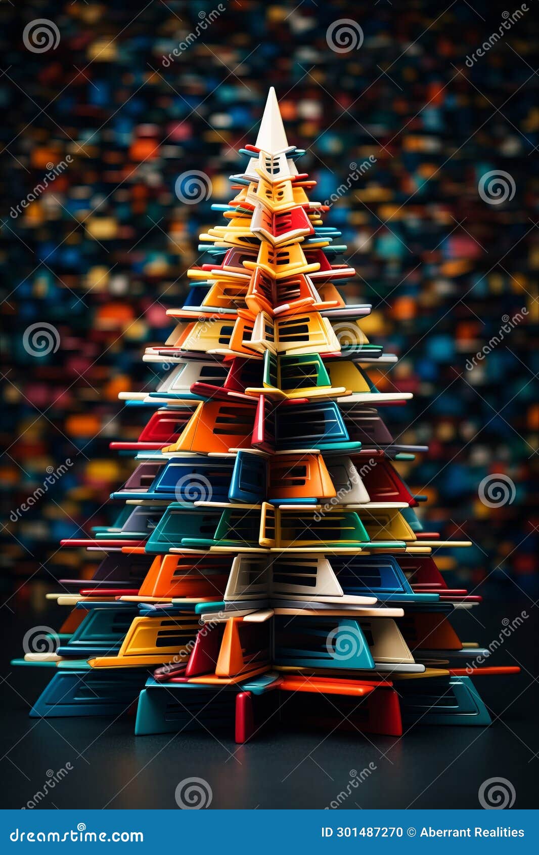 A Colorful Christmas Tree Made Out of Books Stock Illustration ...