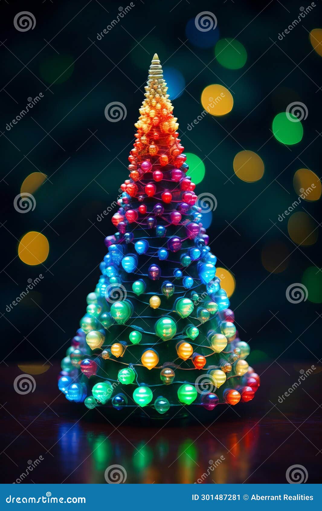 A Colorful Christmas Tree Made Out of Colored Lights Stock Illustration ...