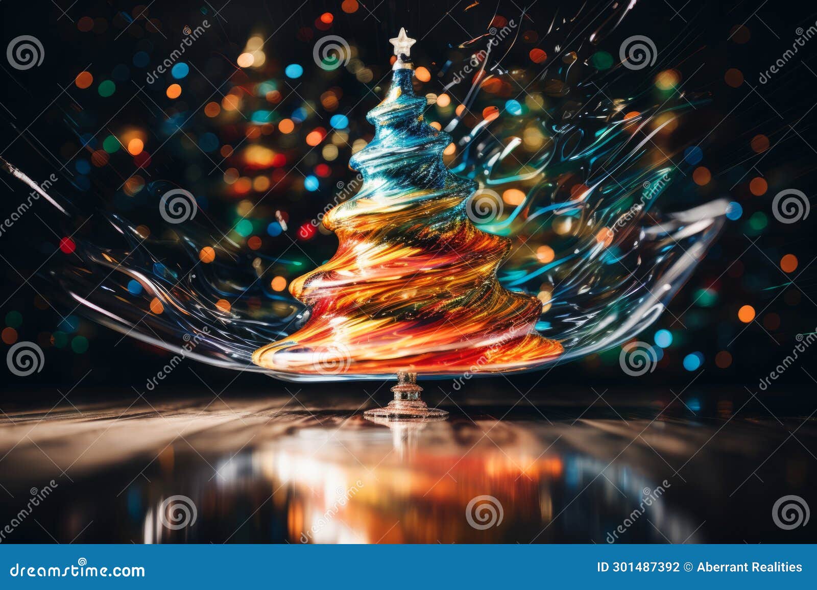 A Colorful Christmas Tree with a Splash of Water Stock Illustration ...