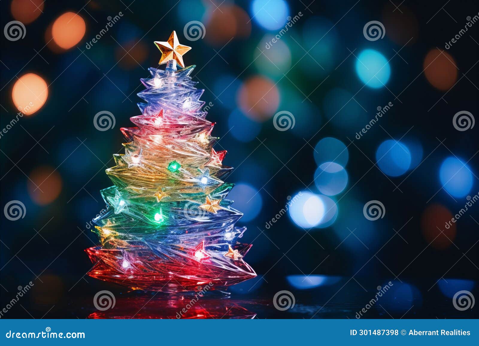A Colorful Christmas Tree with a Star on Top Stock Illustration ...