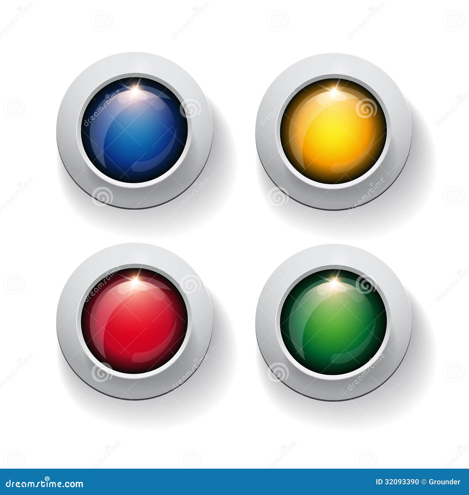 Colorful Circle Button Set on White Stock Vector - Illustration of ...