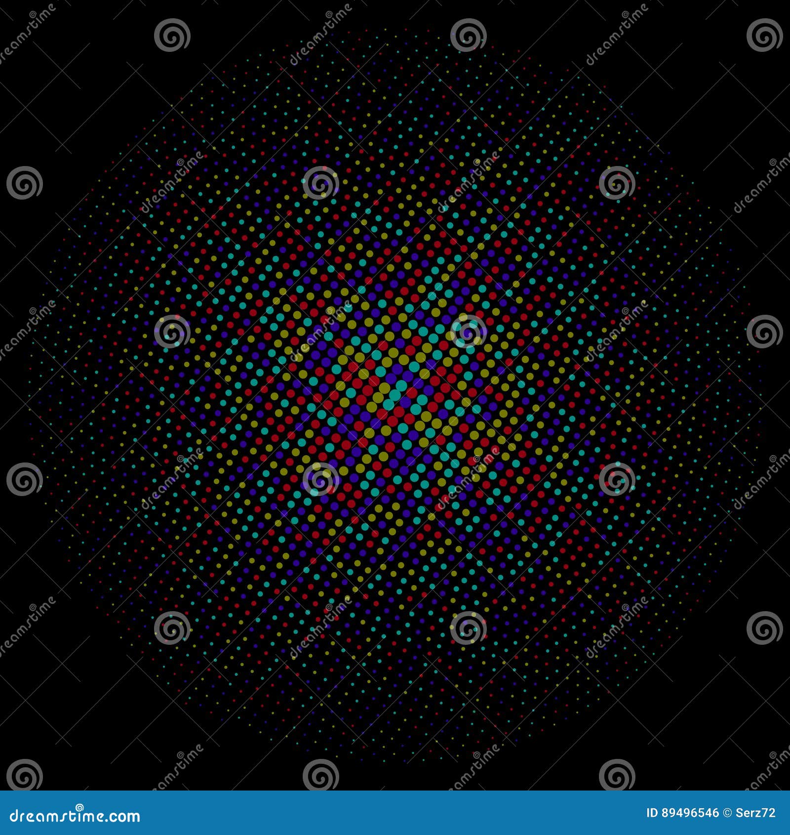 Colorful Circle of Dots on a Black Background Stock Vector ...