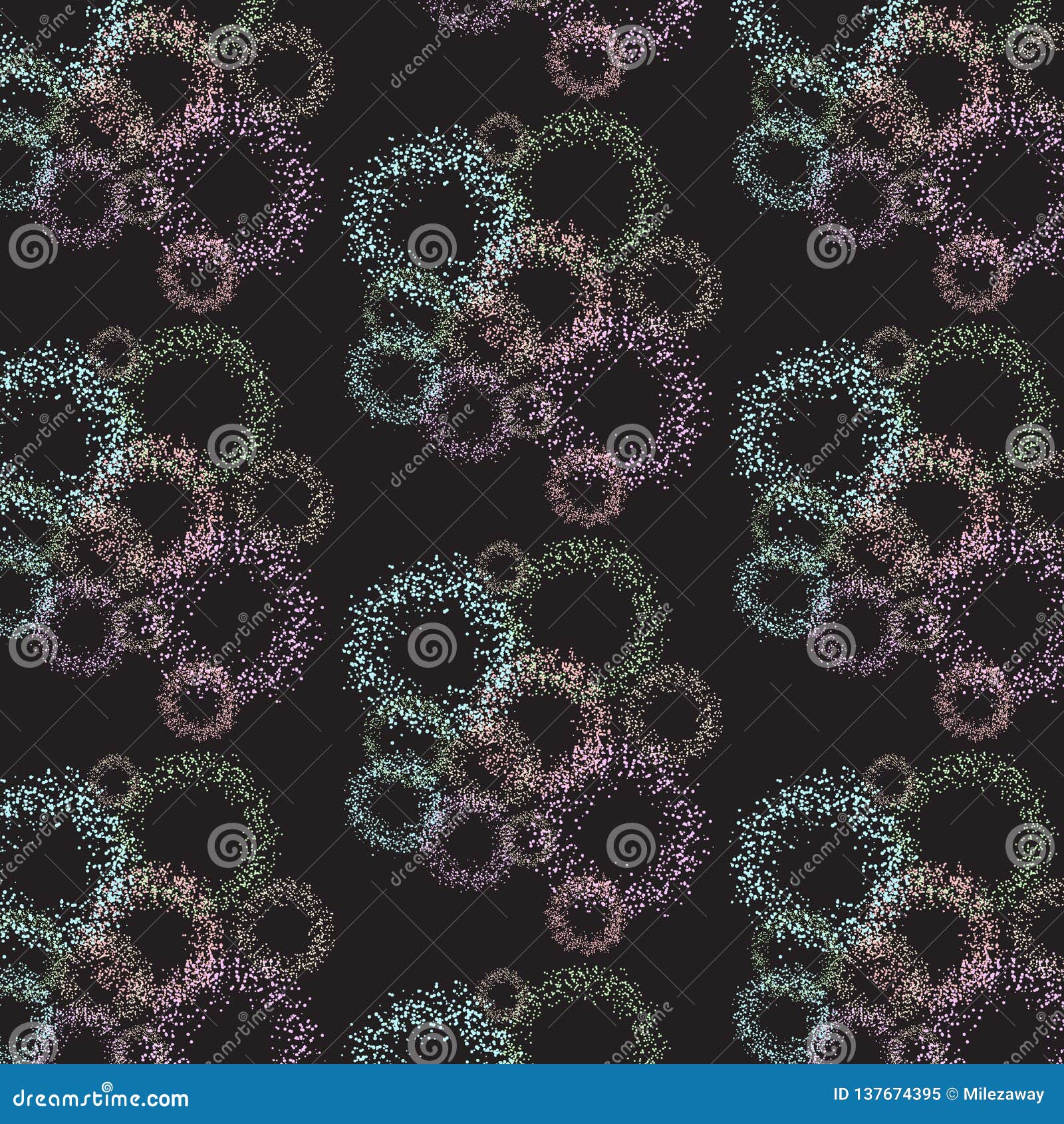 Colorful Circle Dust Color Pattern on Black. Stock Vector ...