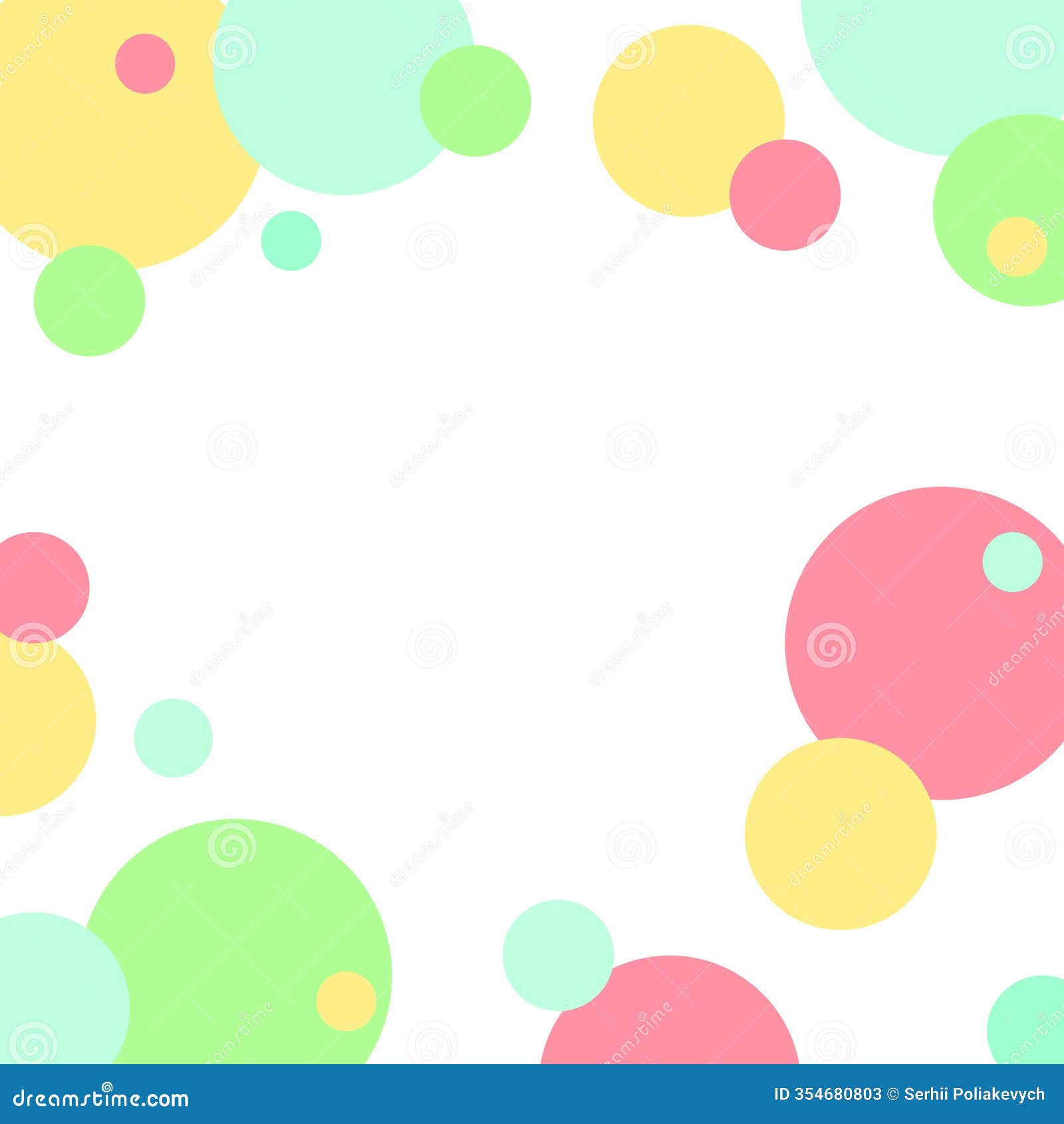 Colorful Circle Frame. Pastel Tone Decoration. Bright Overlapping ...