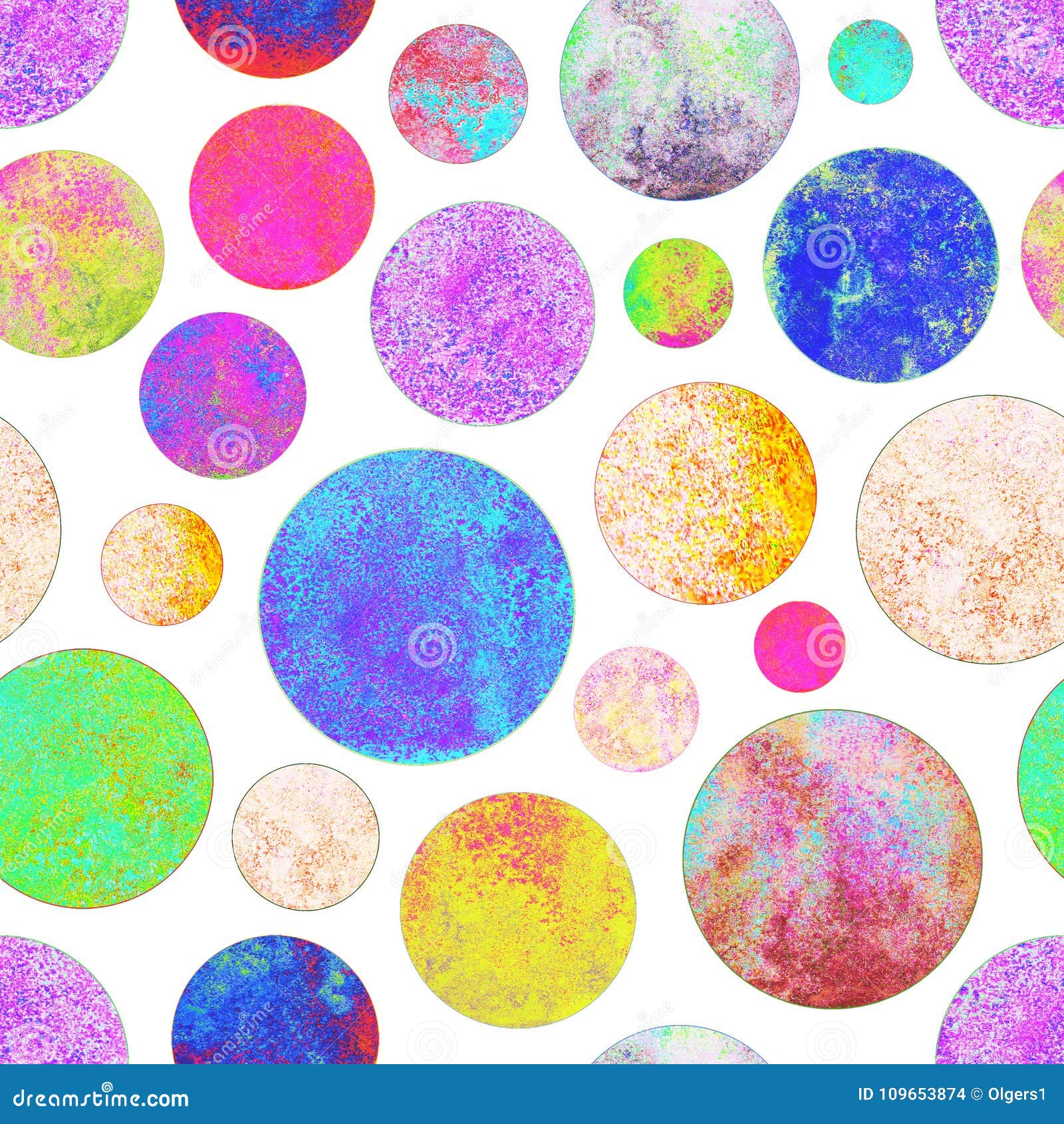 Colorful Circle Grunge Seamless Pattern Stock Illustration ...