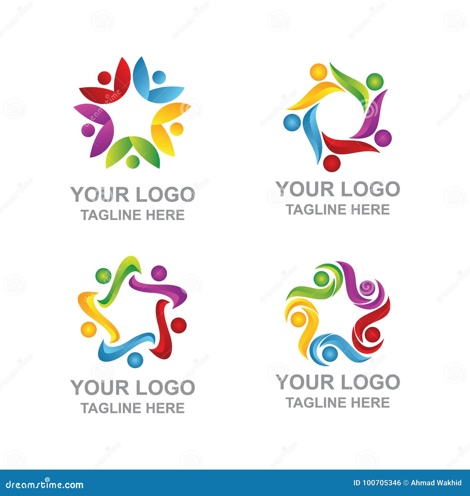 Colorful Circle Human Graphic Logo Set Stock Vector - Illustration of ...