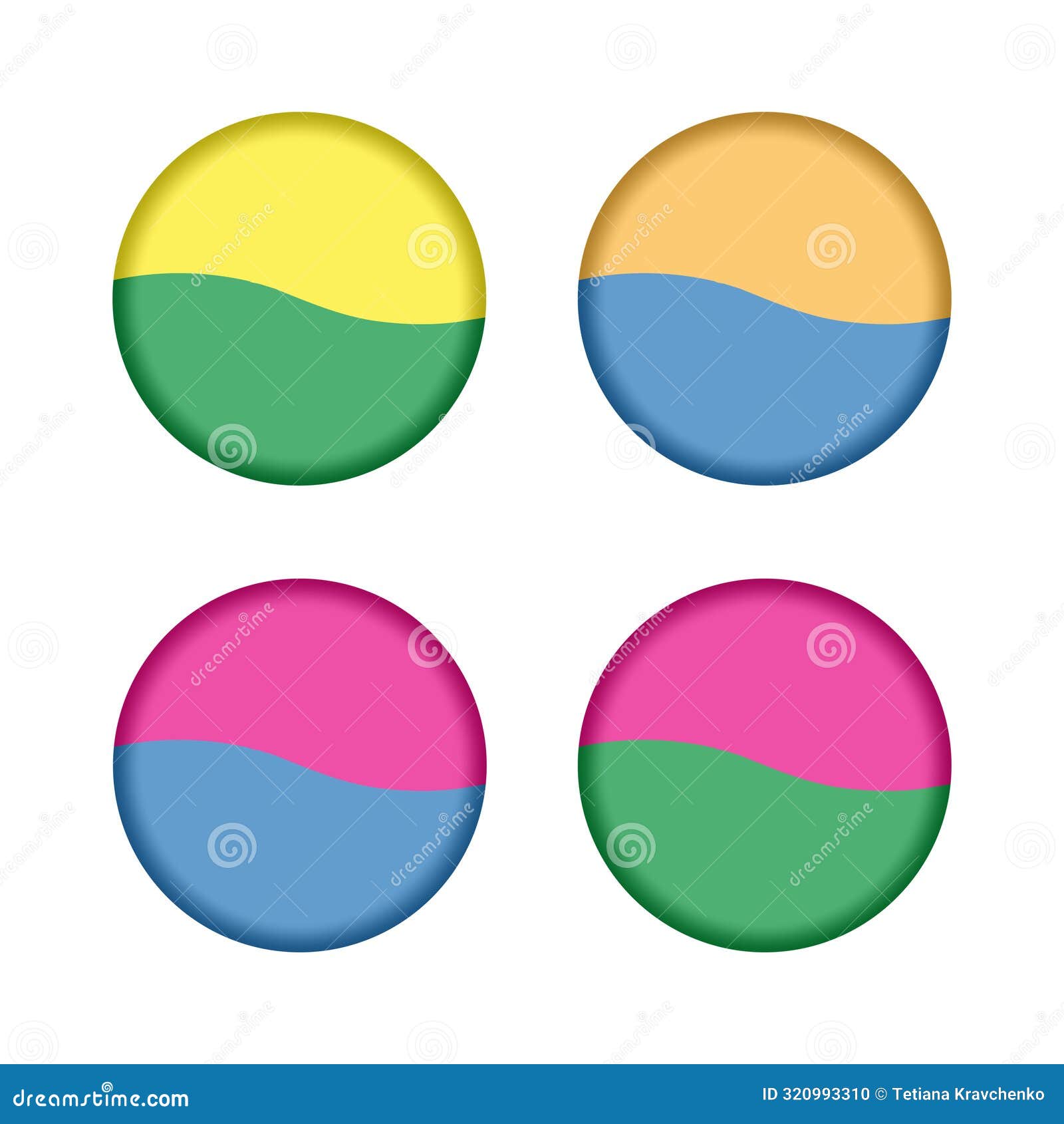 Colorful Circle Icons. Four Different Color Combinations. Gradient ...