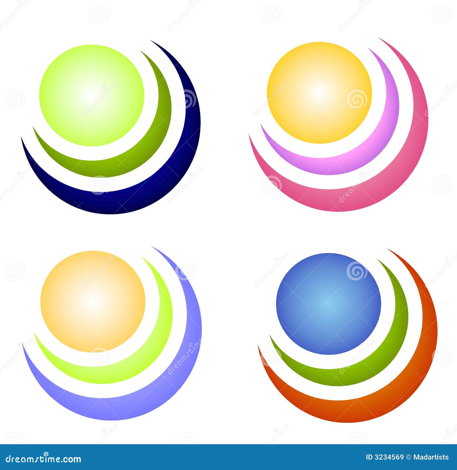 Colorful Circle Icons or Logos Stock Illustration - Illustration of ...