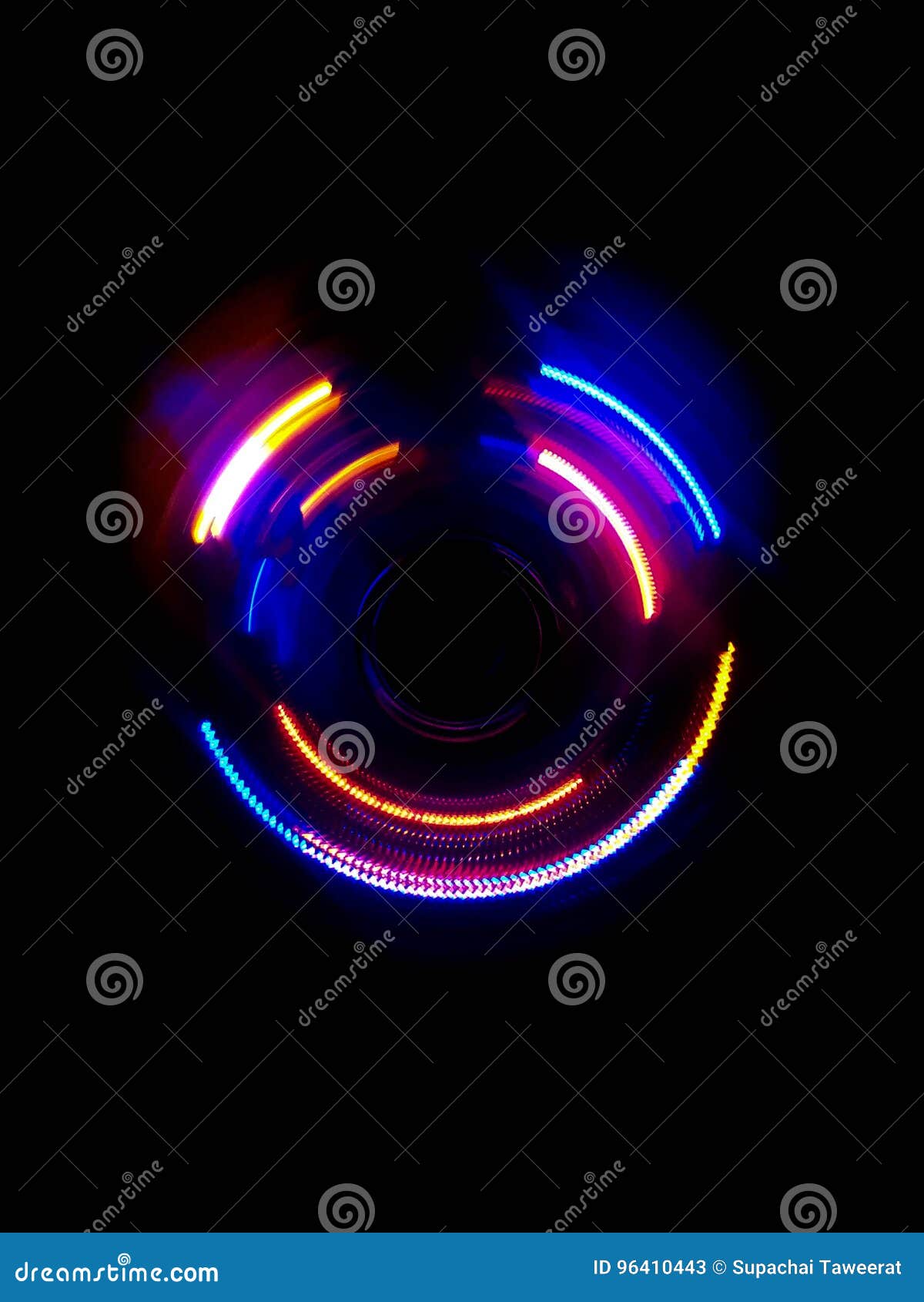 Colorful Circle Light Wave in Dark Background Stock Image - Image of ...
