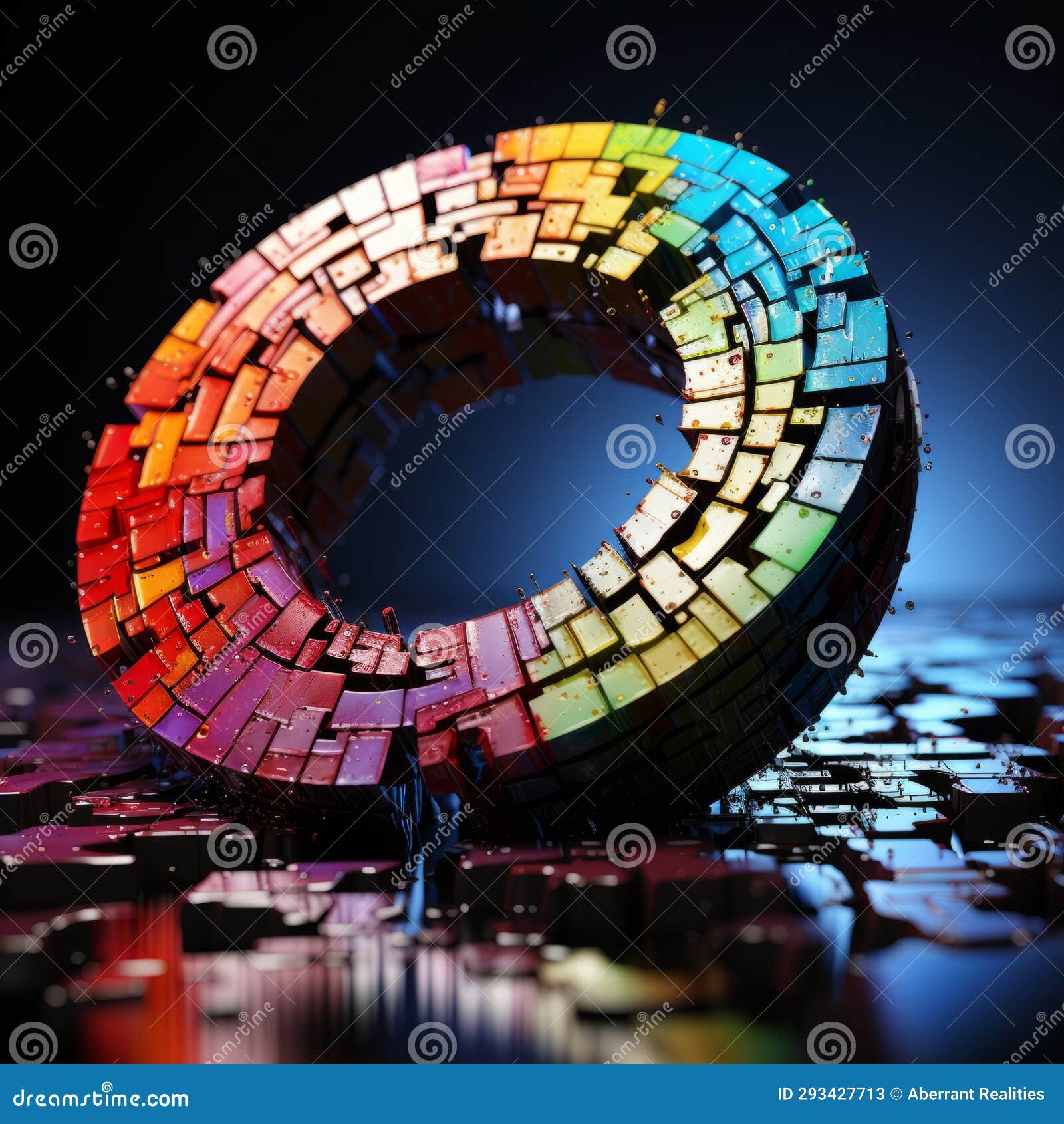 A Colorful Circle Made Out of Blocks on a Dark Background Stock ...