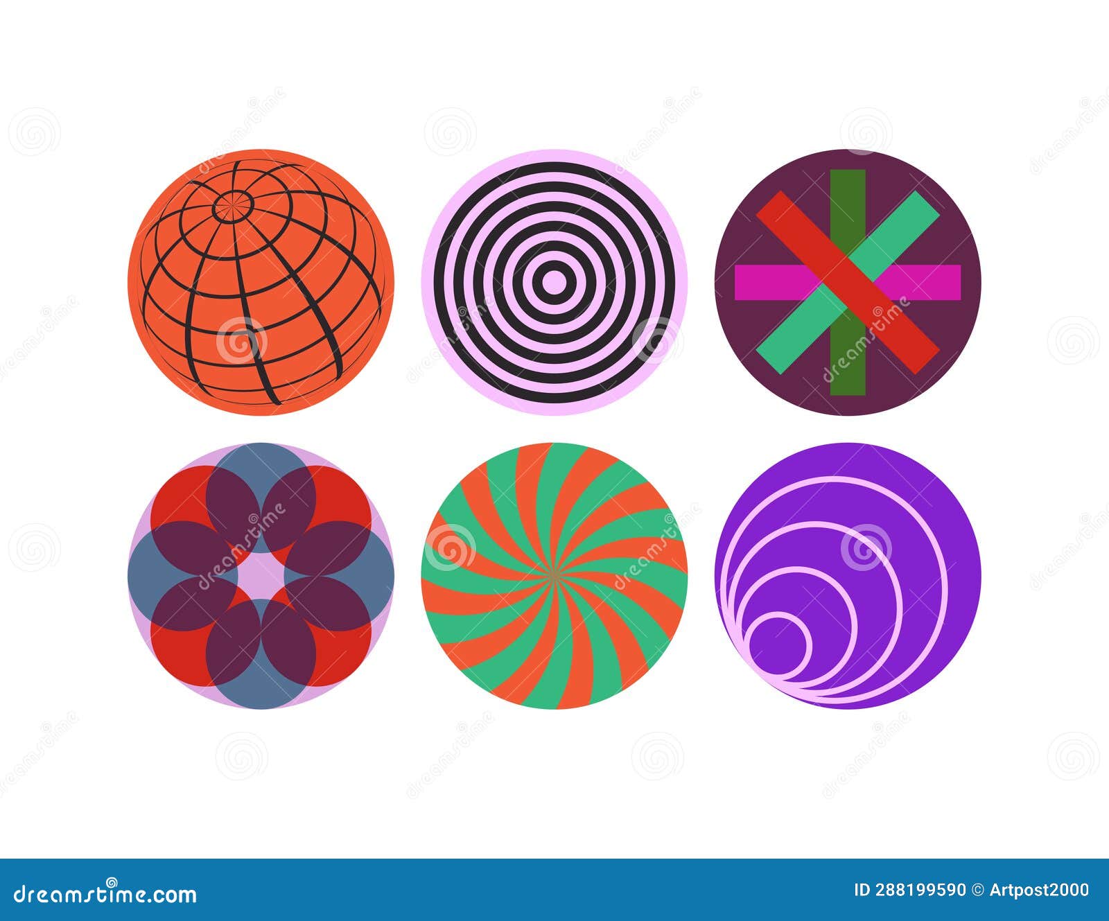 Colorful Circle Pattern Icon Collection. Stock Illustration ...