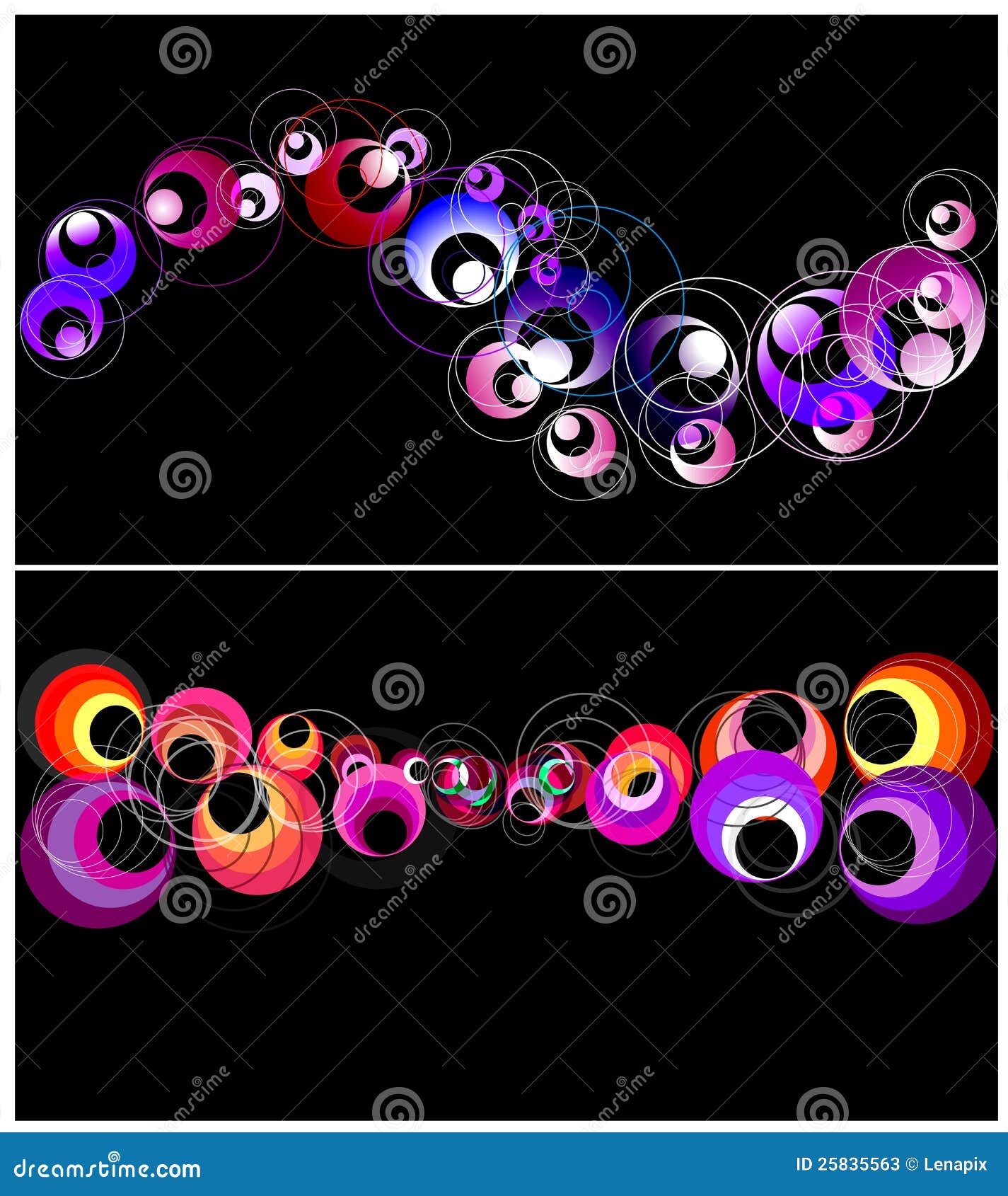 Colorful Circles Horizontal Banner. Stock Vector - Illustration of ...