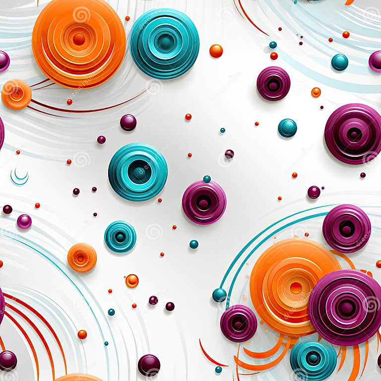Colorful Circles with Three-dimensional Effects on a White Background ...