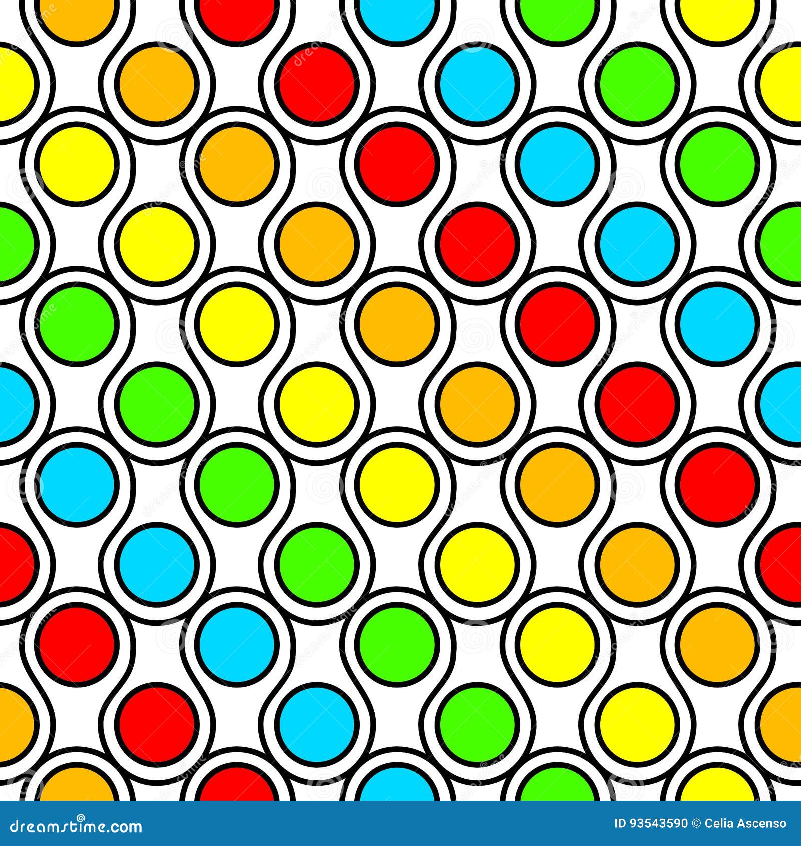 Colorful Circles and Waves Seamless Pattern Stock Illustration ...
