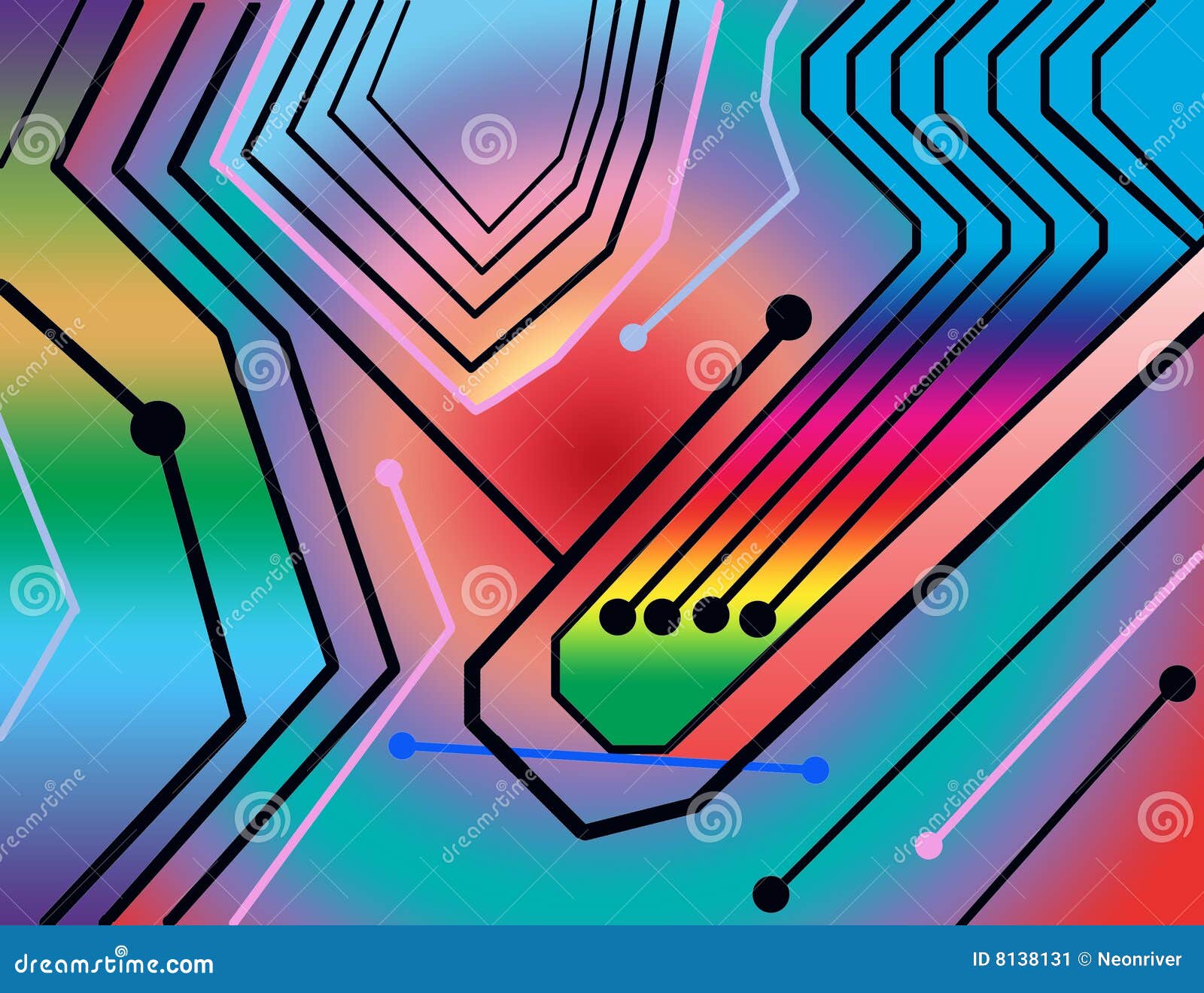 Colorful circuit board stock illustration. Illustration of width - 8138131