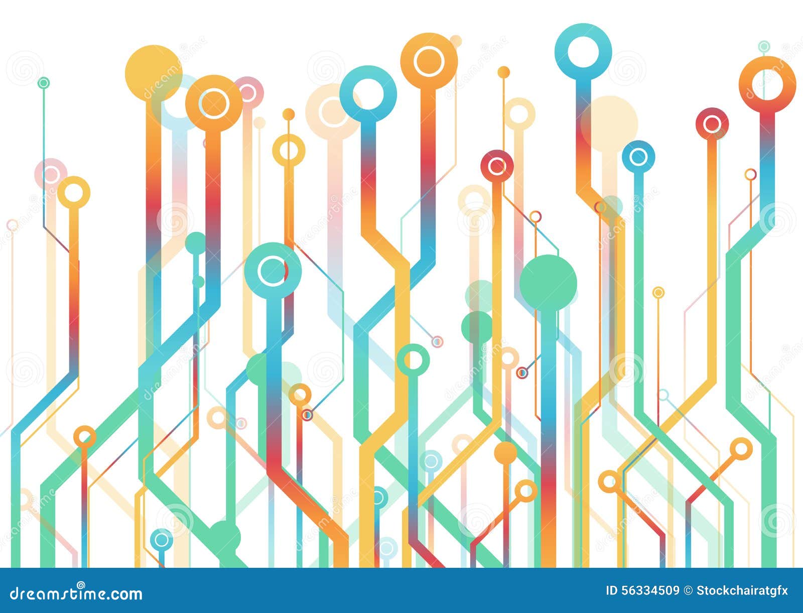 Colorful circuit board. stock vector. Illustration of graphic - 56334509