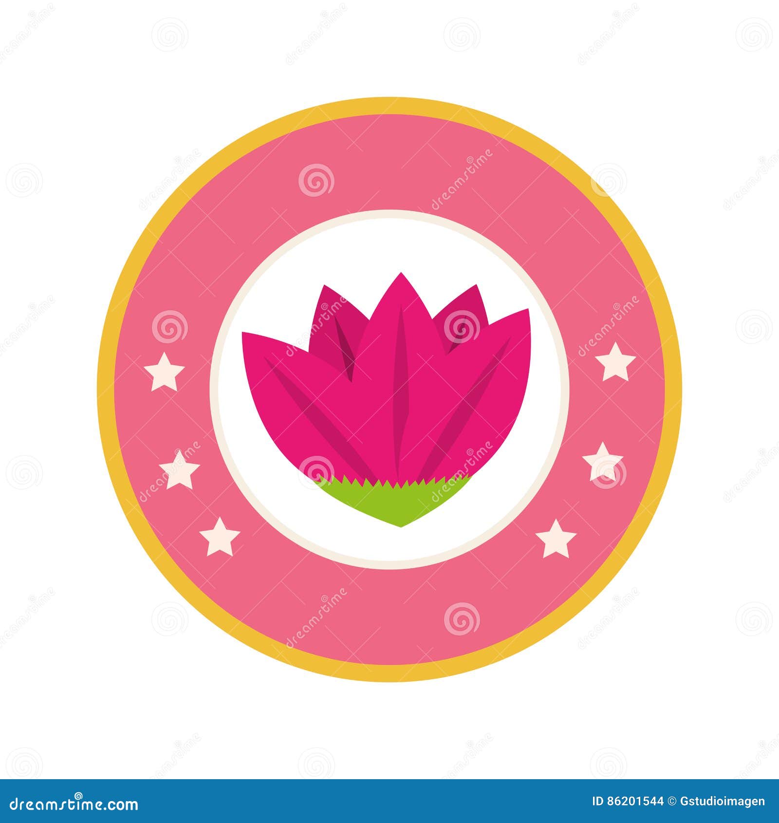 Colorful Circular Border Bud Flower with Decorative Stars Stock Vector ...