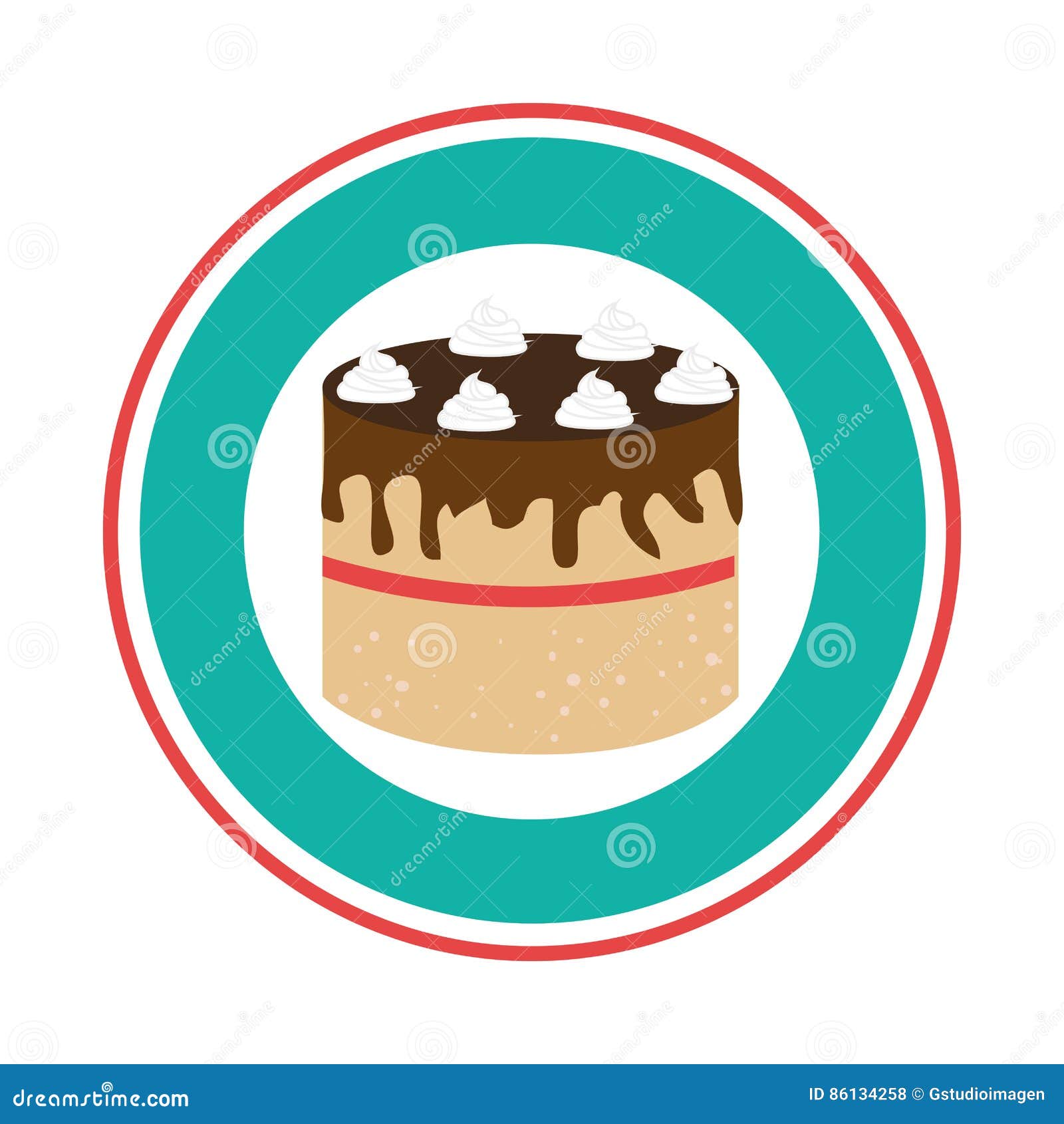 Colorful Circular Border with Cake Birthday Stock Vector - Illustration ...