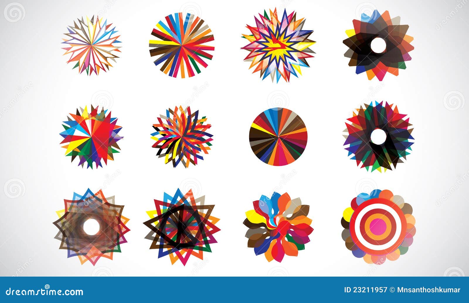 Colorful Circular Concentric Geometric Shapes Stock Vector ...