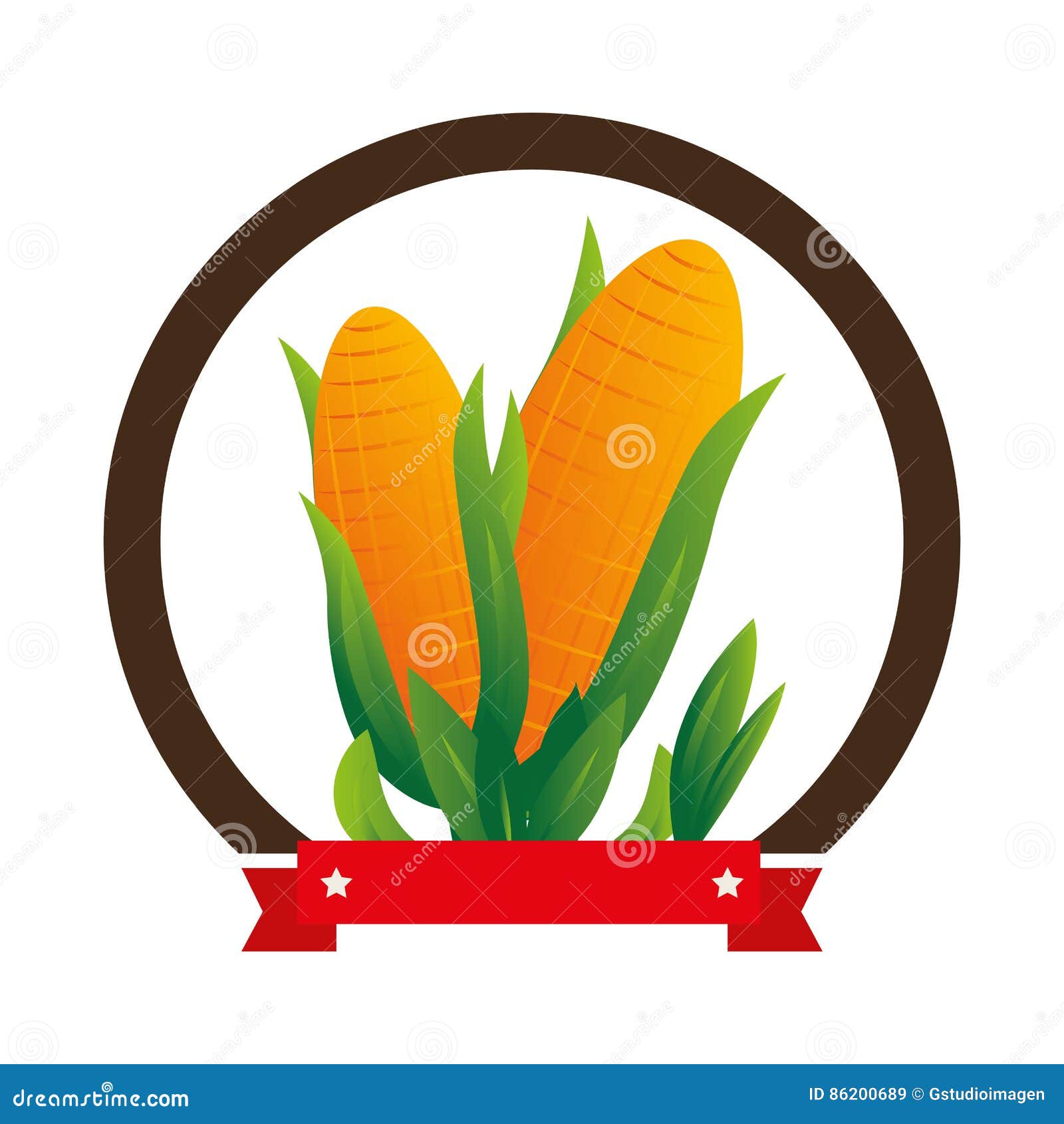 Colorful Circular Emblem with Corn Vegetable Stock Vector ...