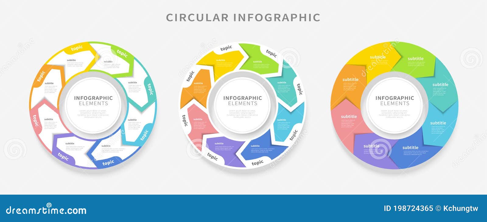 Circular Infographics With Rounded Colored Sections. Vector ...