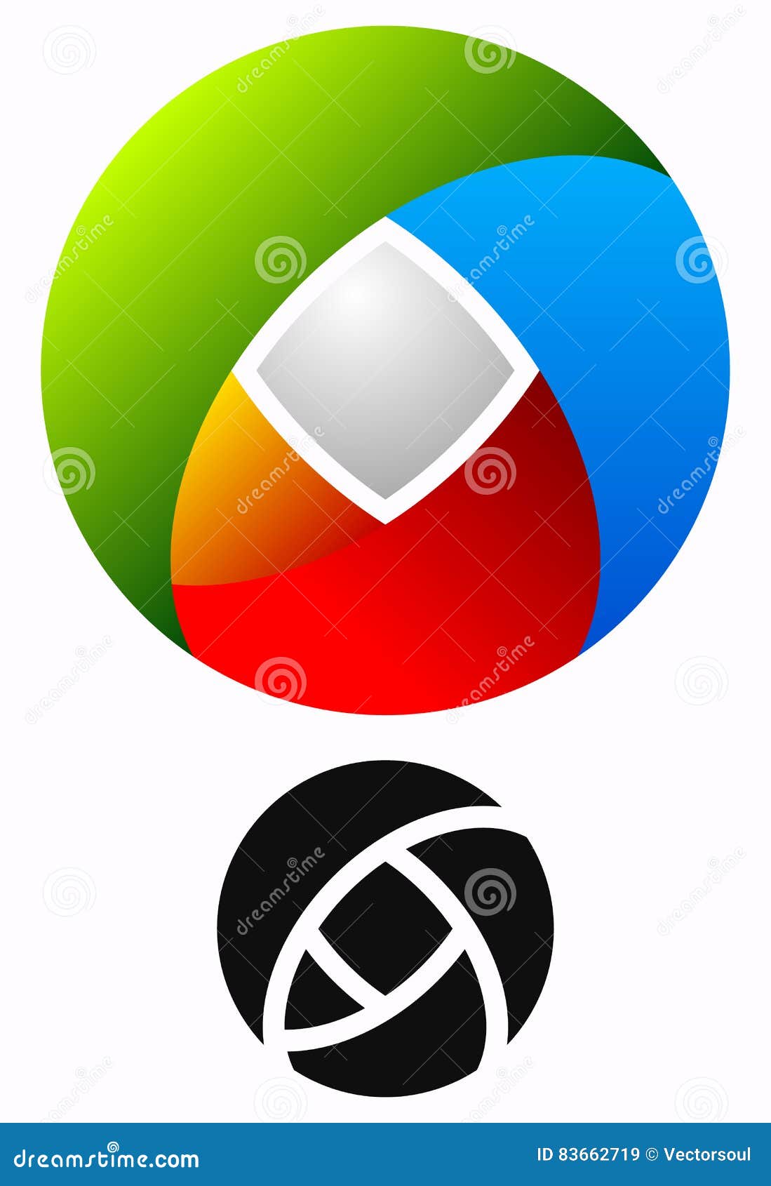 Colorful Circular Logo for Technology Concepts with Contour Version ...