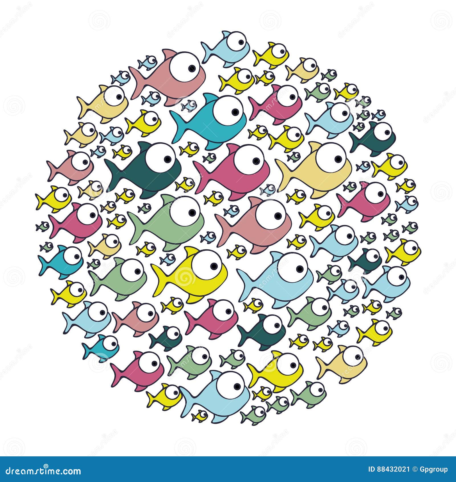 Colorful Circular Pattern Fish Aquatic Animal Stock Illustration ...