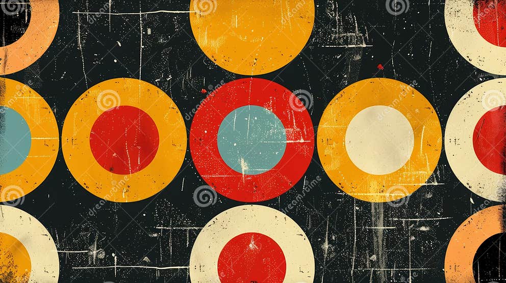 Repetitive Circular Patterns in Vibrant Colors on a Dark Background ...