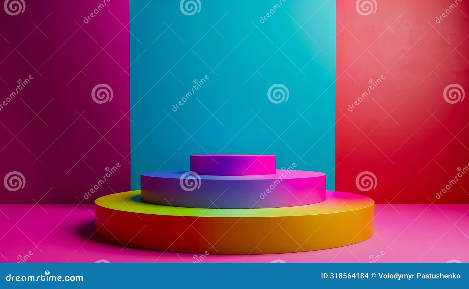 A Colorful Circular Platform in Front of a Wall Stock Photo - Image of ...