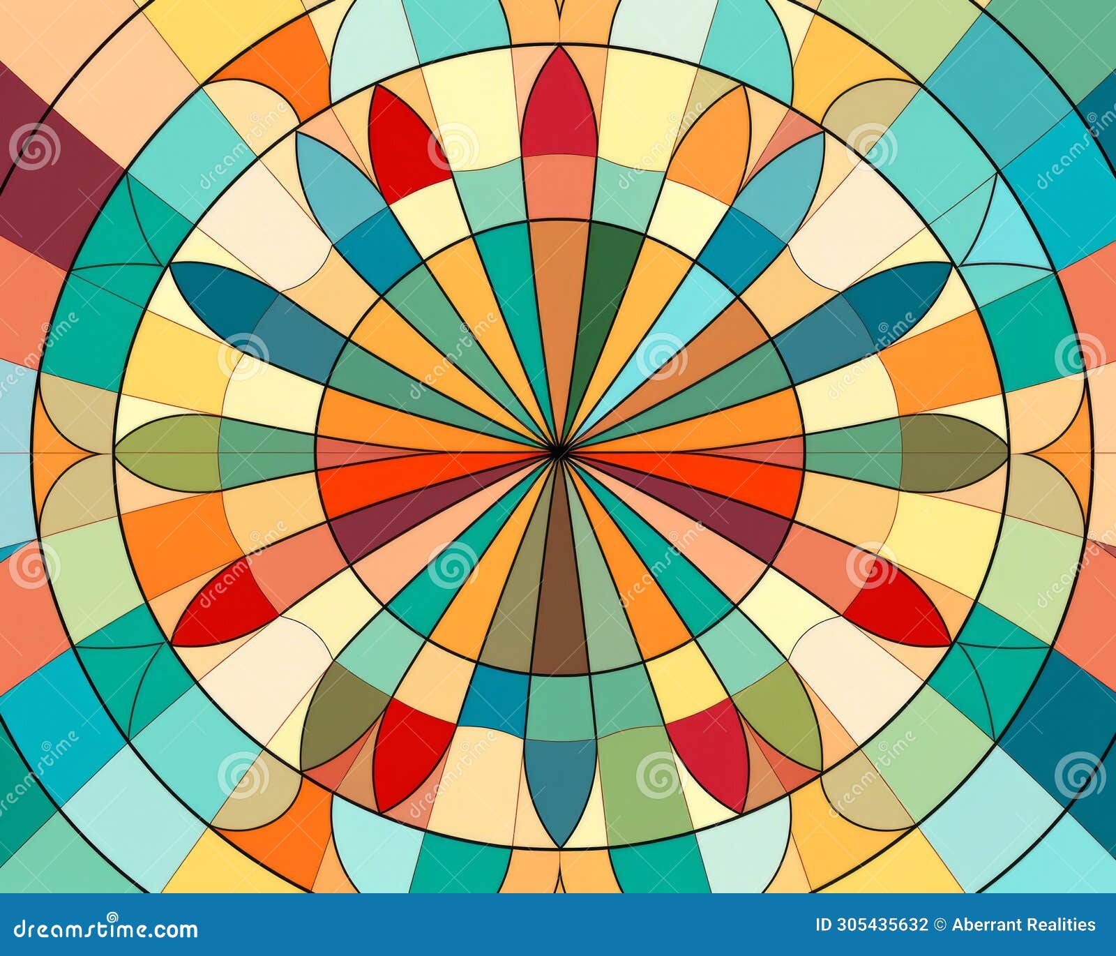 A Colorful Circular Stained Glass Design Stock Illustration ...