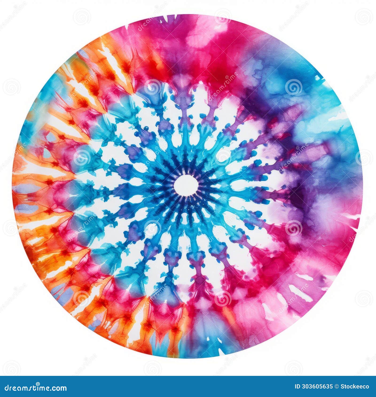 Colorful Circular Tie Dye Pattern on White Background Stock Illustration - Illustration of ...