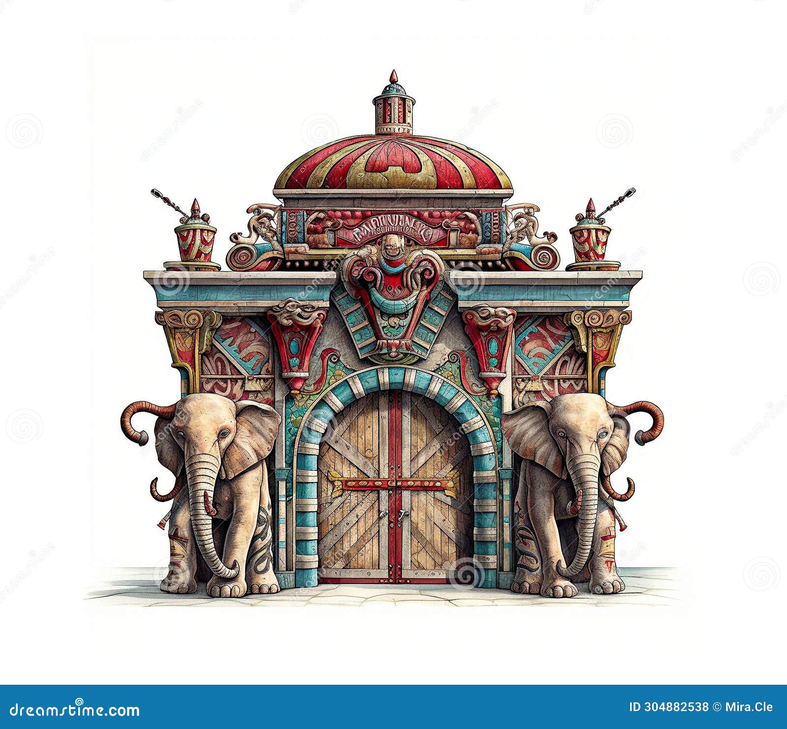 Colorful Circus Gate Adorned with Elephants Created with Generative AI ...