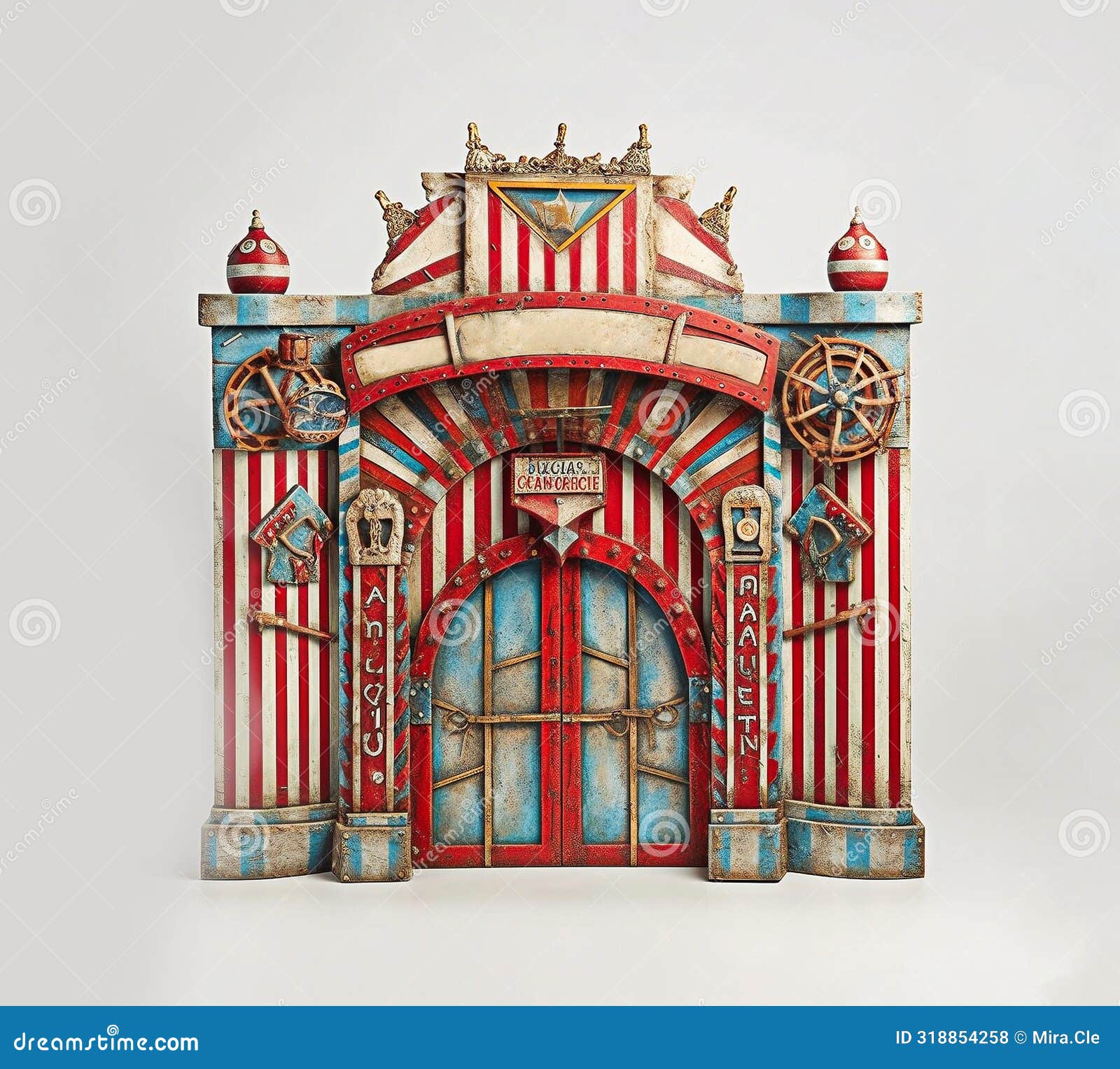 Colorful Circus Gate on White Background Stock Photo - Illustration of ...