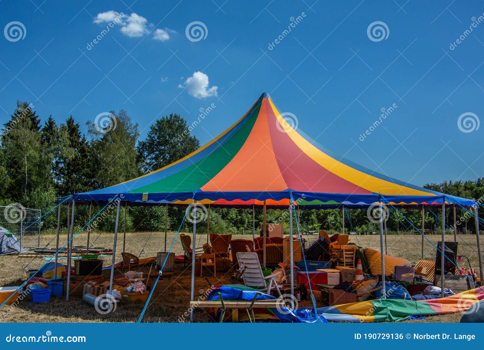 Colorful Circus Tent on the Meadow in Summer Stock Photo - Image of ...