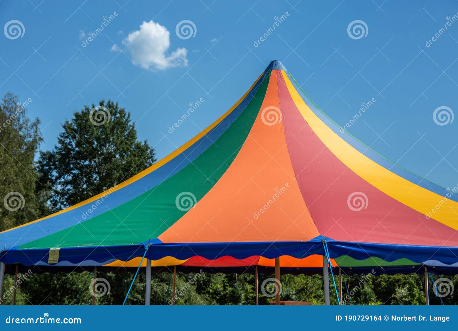 Colorful Circus Tent on the Meadow in Summer Stock Photo - Image of ...