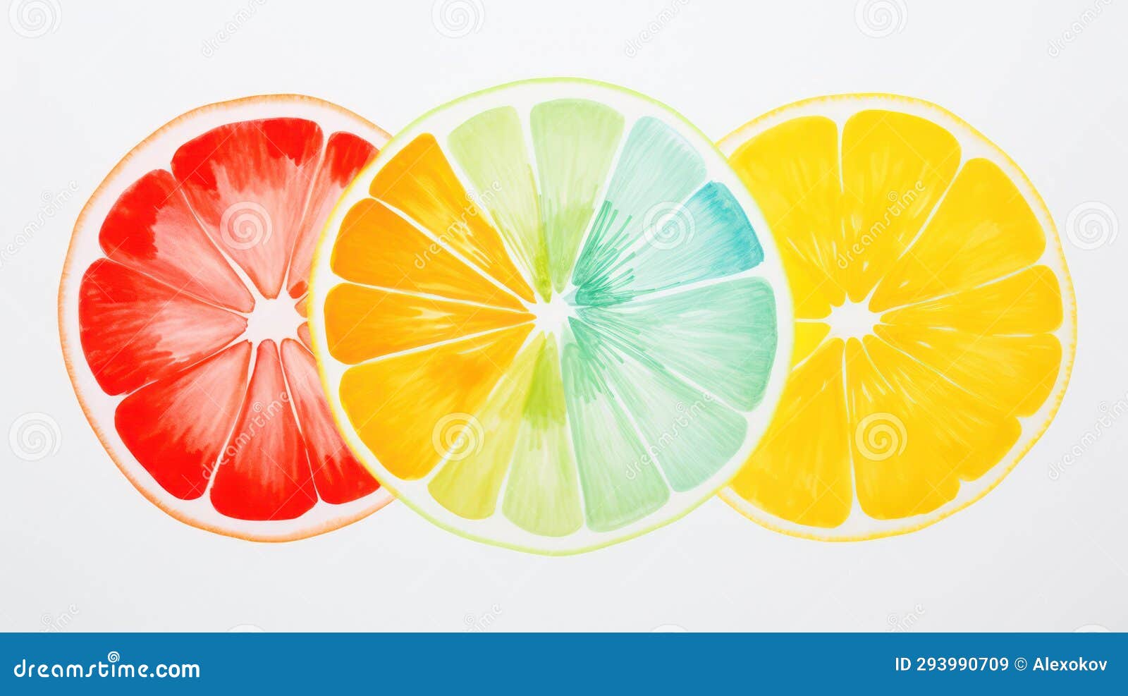 Colorful Citrus Fruit Drawing on a Clean and Minimalistic Background AI ...
