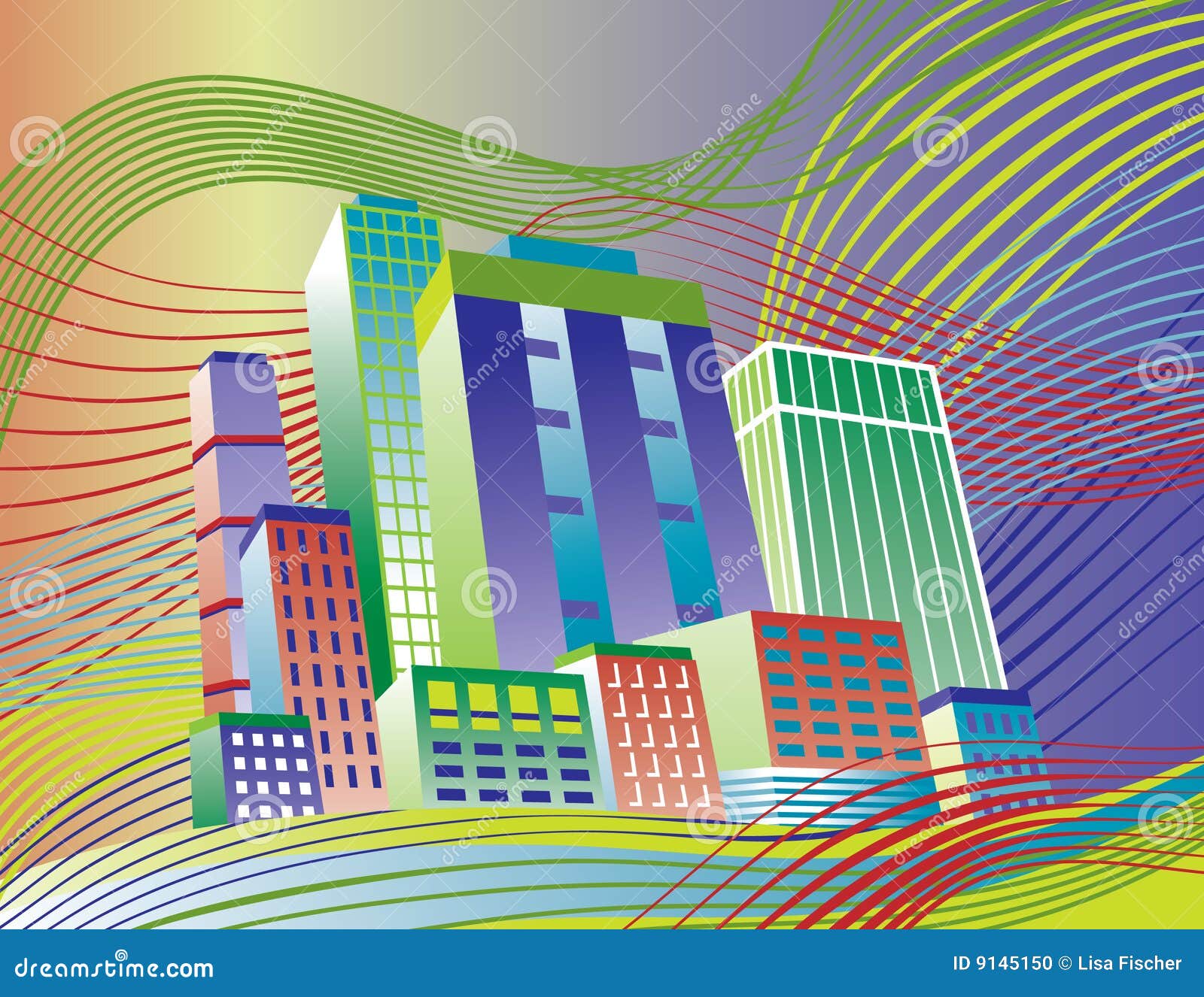 Colorful City stock vector. Illustration of city, business - 9145150