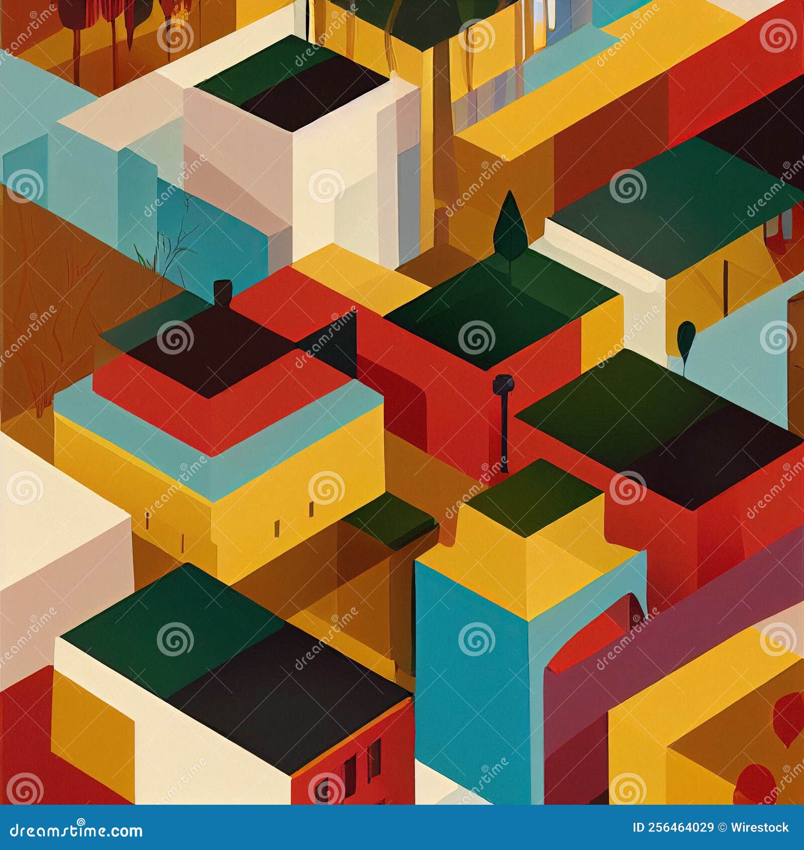 Colorful City Blocks Seamless Pattern Stock Illustration - Illustration ...