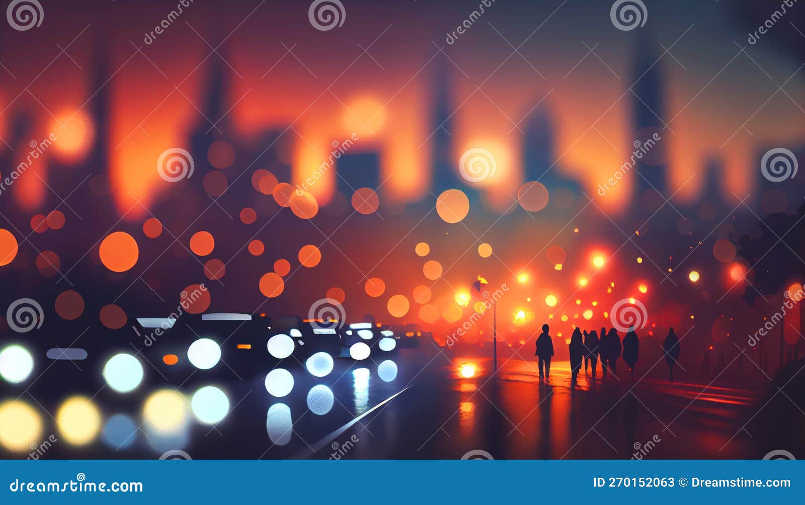 Colorful City Lights Bokeh at Night Stock Illustration - Illustration ...