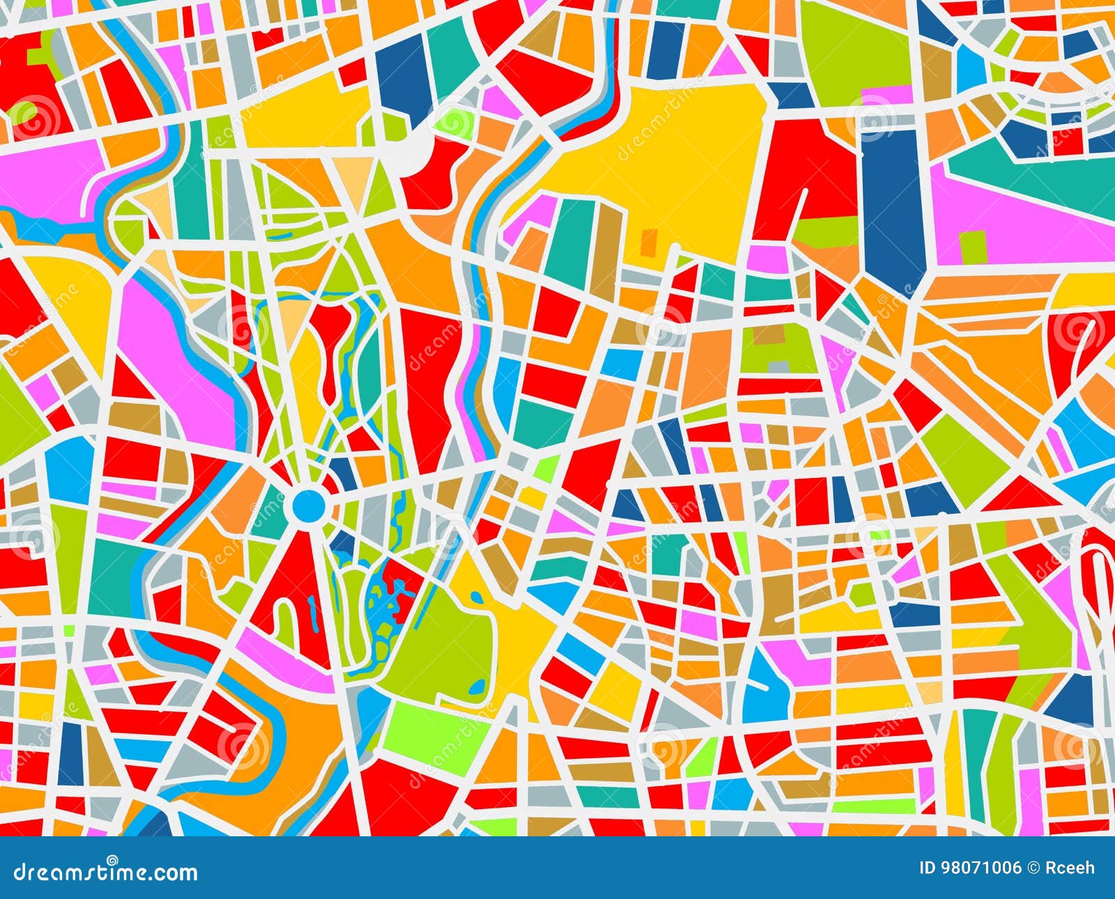 Colorful city map stock vector. Illustration of house - 98071006