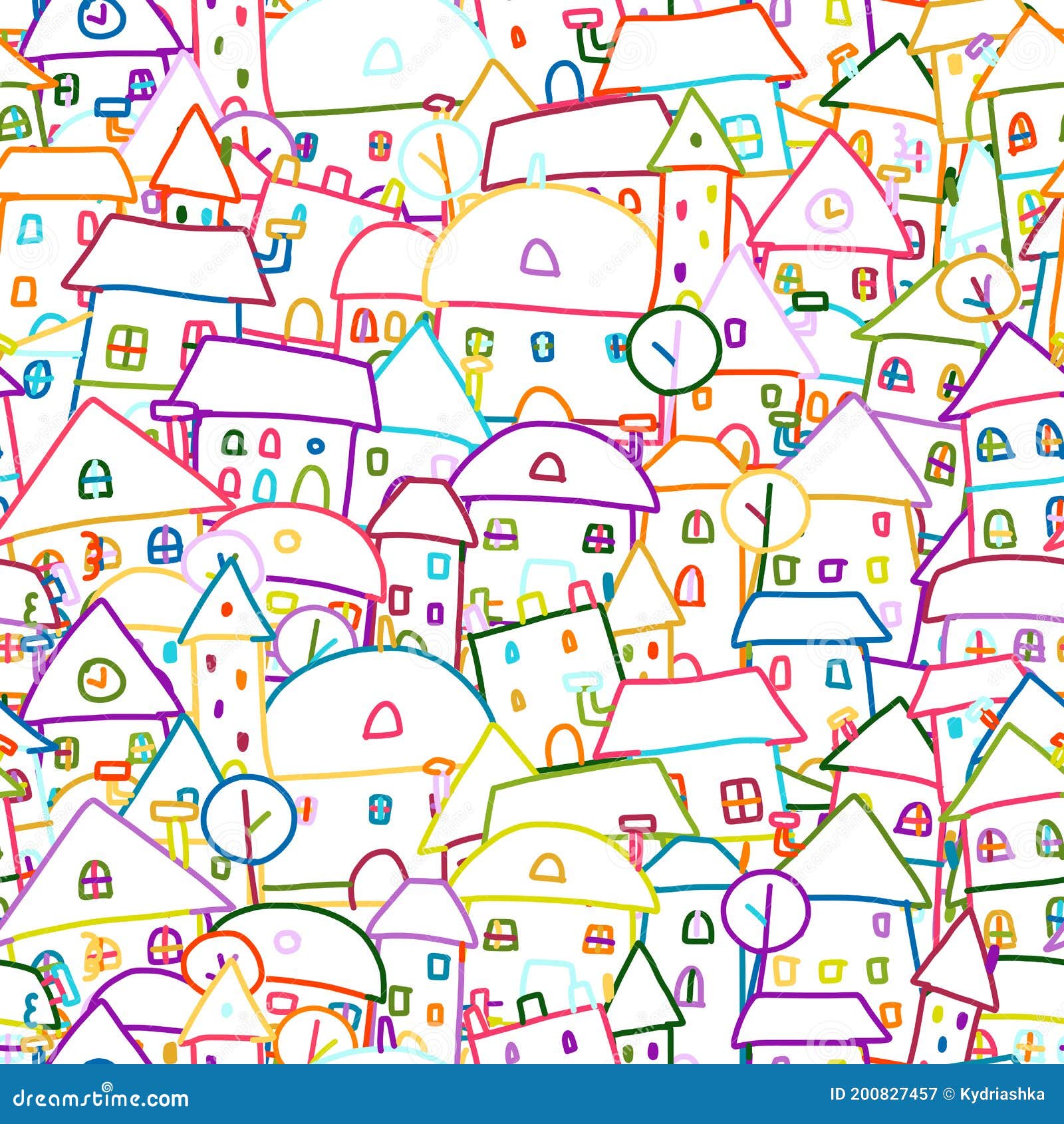 Colorful City, Seamless Pattern for Your Design Stock Vector ...