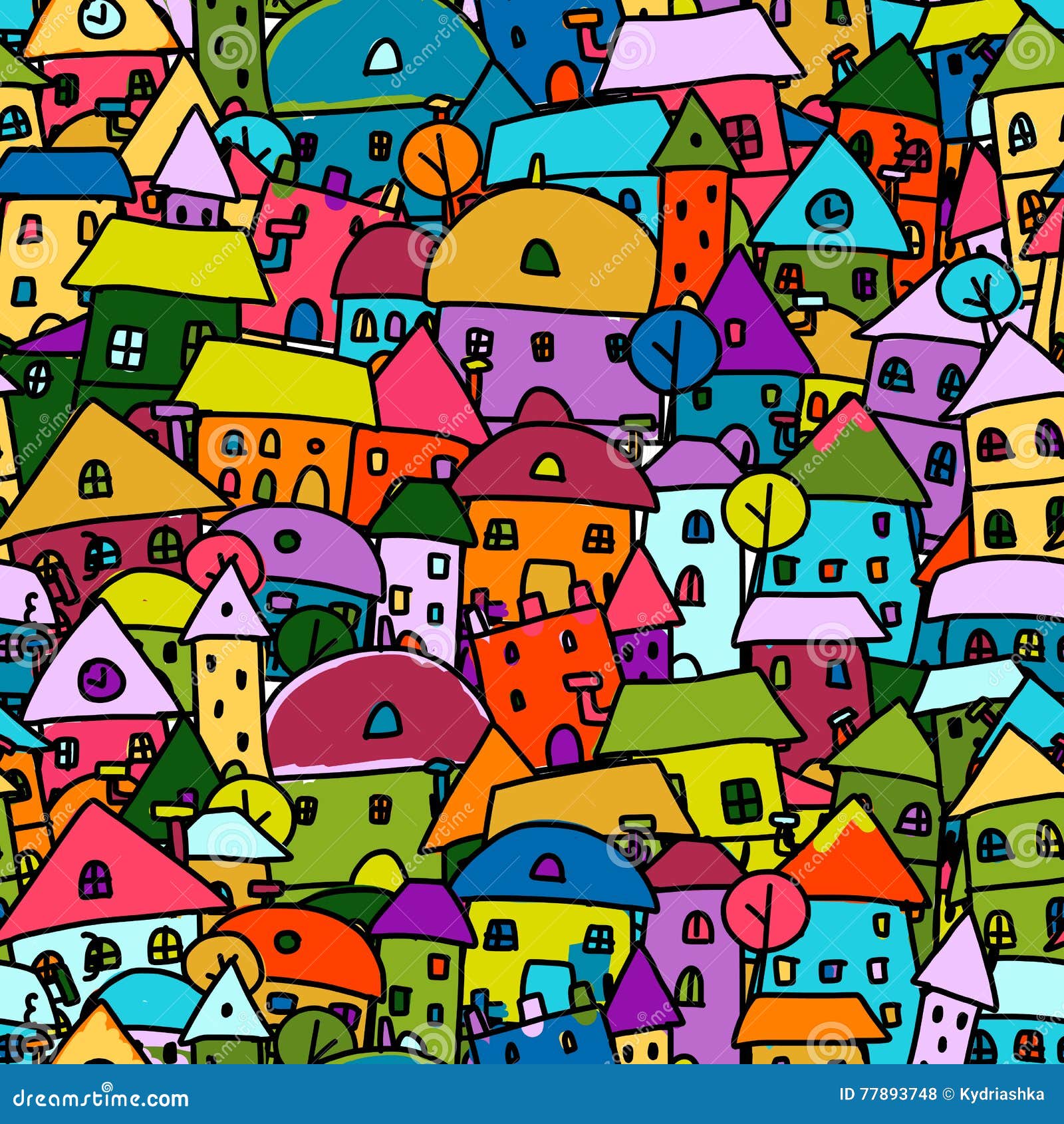 Colorful City, Seamless Pattern for Your Design Stock Vector ...