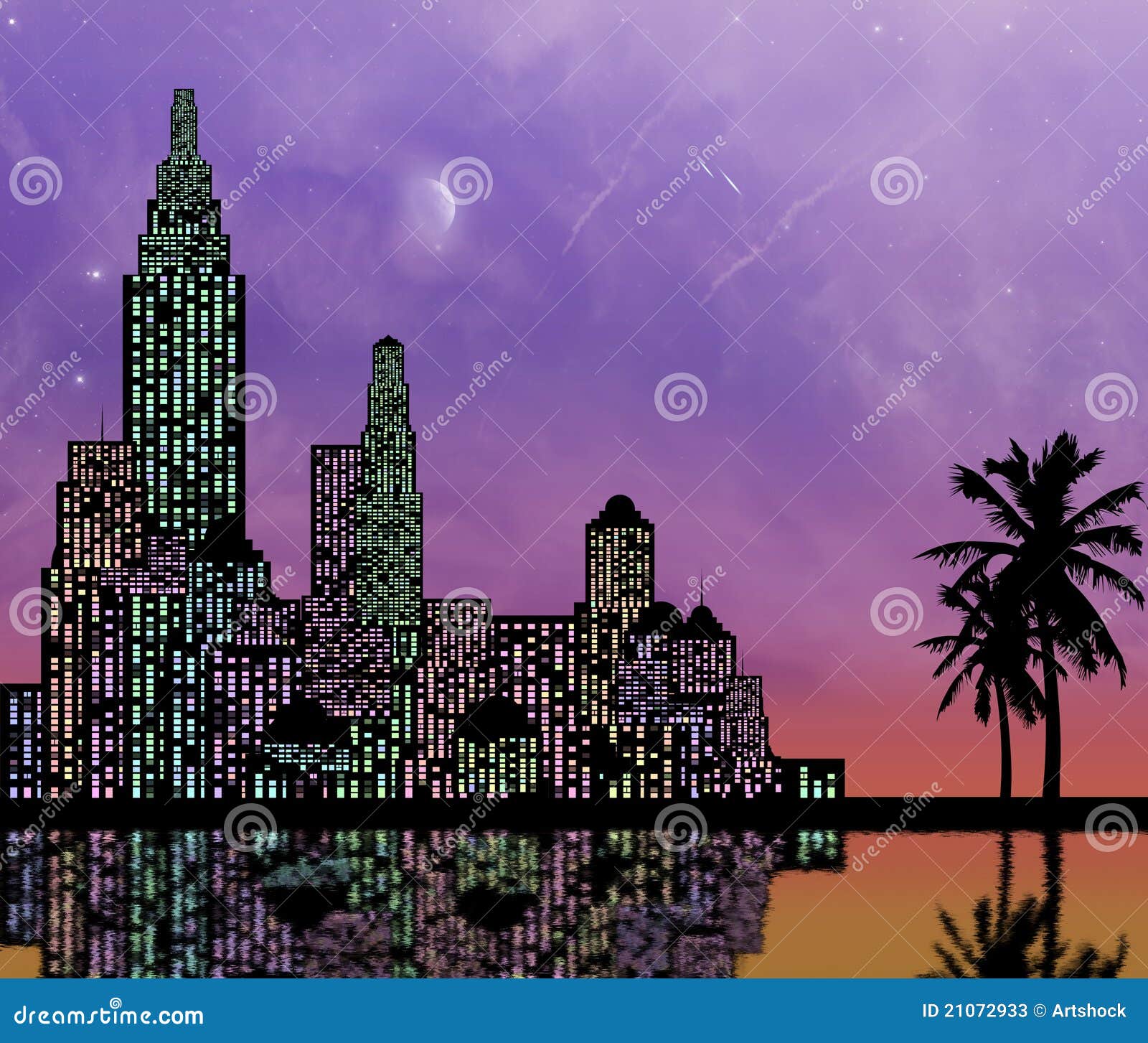 Colorful city skyline stock illustration. Illustration of silhouette ...