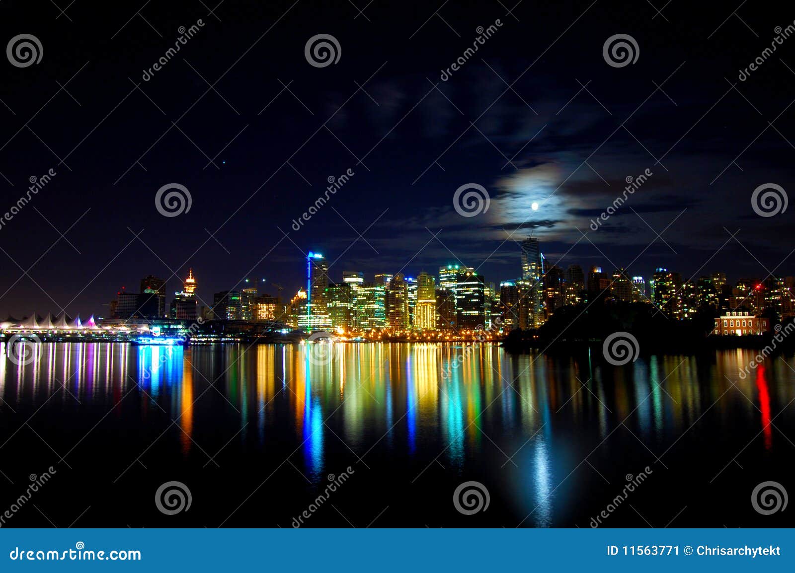 Colorful City Skyline Vancouver Stock Image - Image of skyline ...