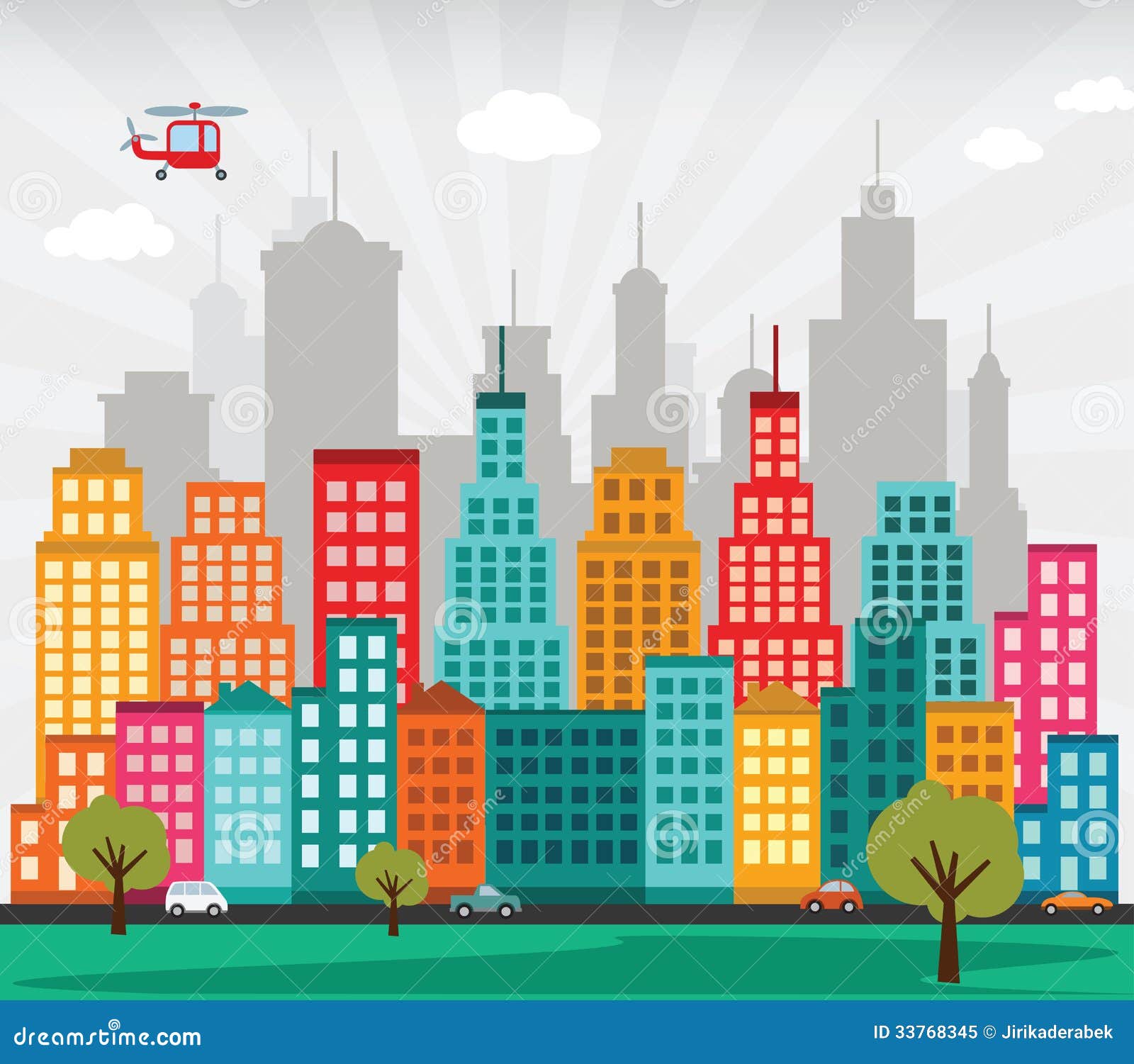 Colorful city stock vector. Illustration of cityscape - 33768345